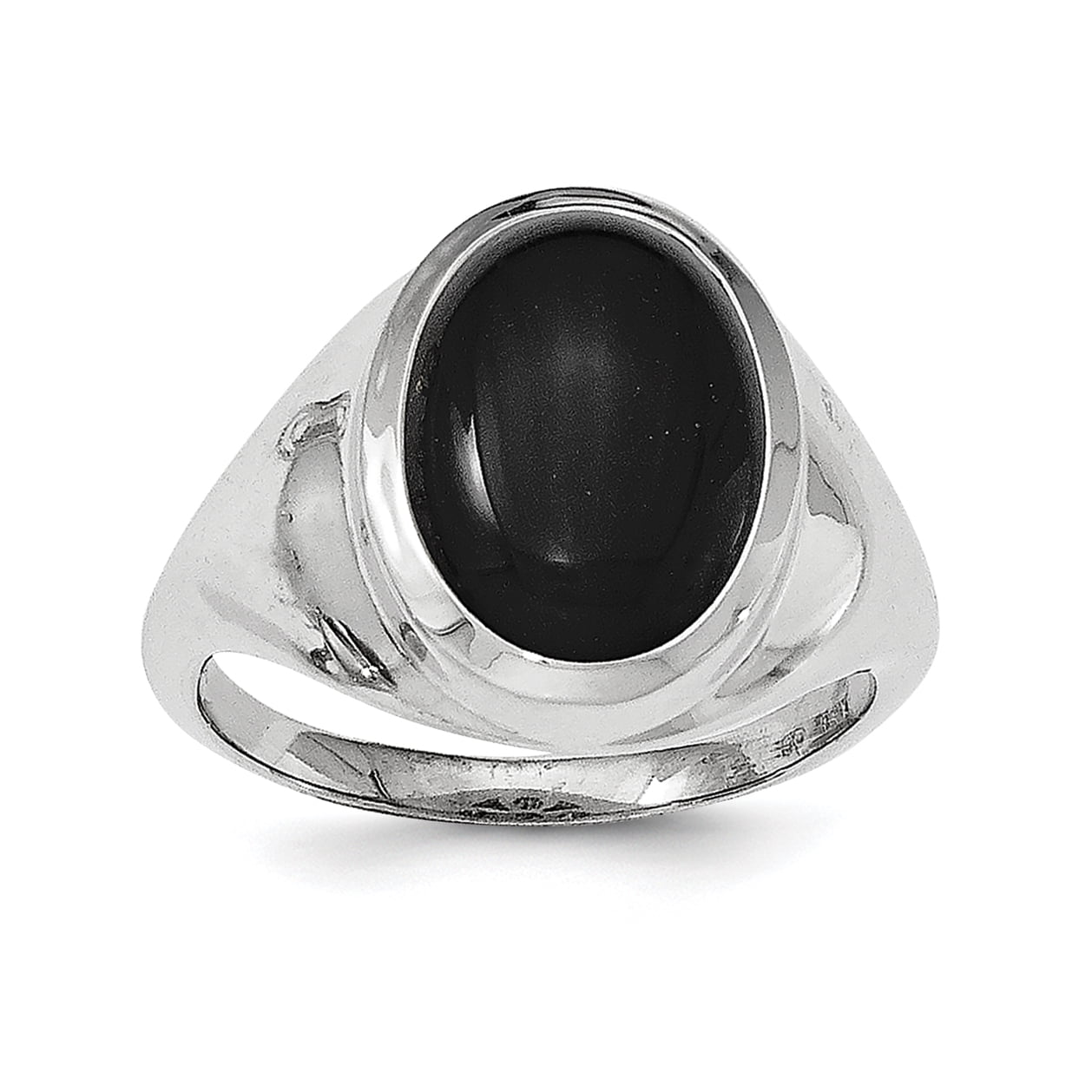 Sterling Silver Rhodium-plated Black Agate Ring - Walmart.com