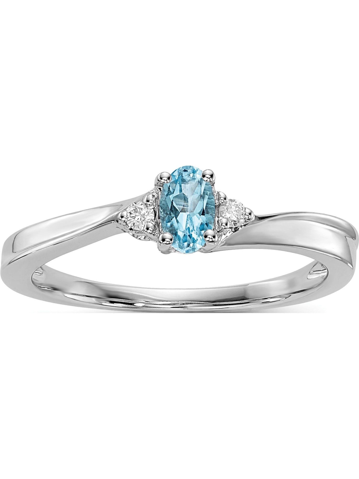 Sterling Silver Rhodium-plated Blue Topaz Birthstone Ring - Walmart.com