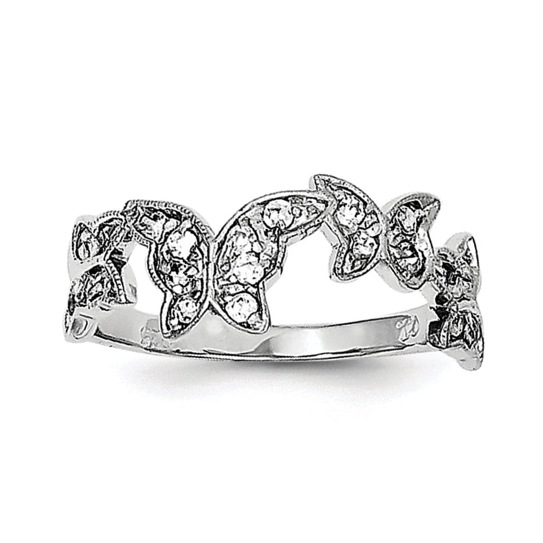 Sterling Silver Rhodium-plated Butterfly CZ Ring QR2093 - Walmart.com