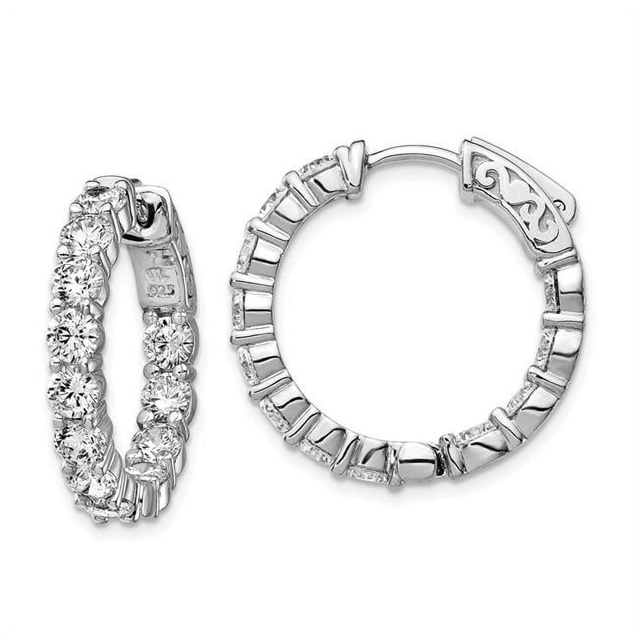 Sterling Silver Rhodium-plated CZ In and Out Hinged Hoop Earrings ...