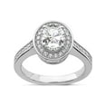 Sterling Silver Rhodium-plated & CZ Oval Ring - Walmart.com