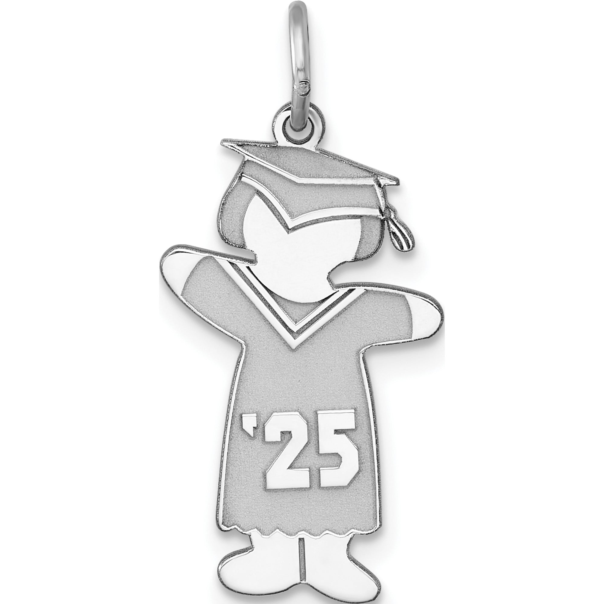 Sterling Silver Rhodium-plated Class of 2025 Girl Cuddle Charm Material ...