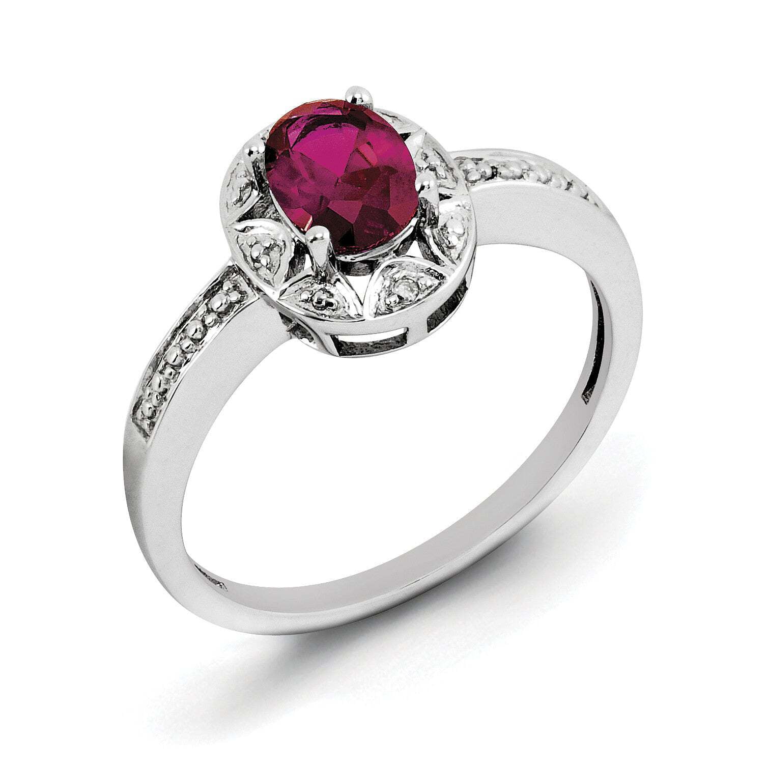 Sterling Silver Rhodium-plated Diam. & Created Ruby Ring QBR10JUL - Walmart.com