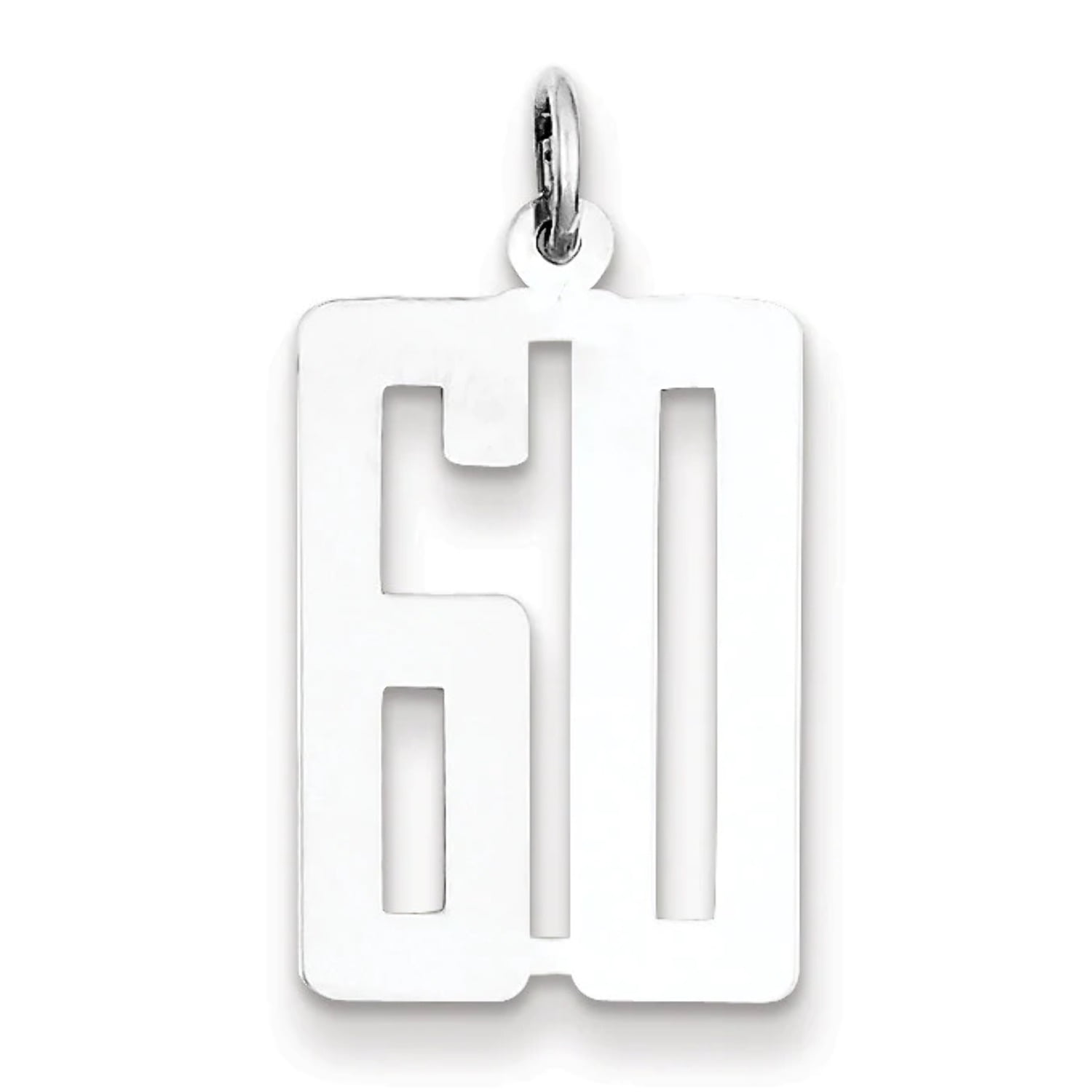 Sterling Silver/Rhodium-plated Elongated Number 60 Charm QQES60 ...