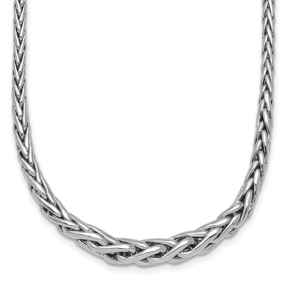 Sterling Silver Rhodium-plated Fancy Graduated Braided Link 16 inch ...