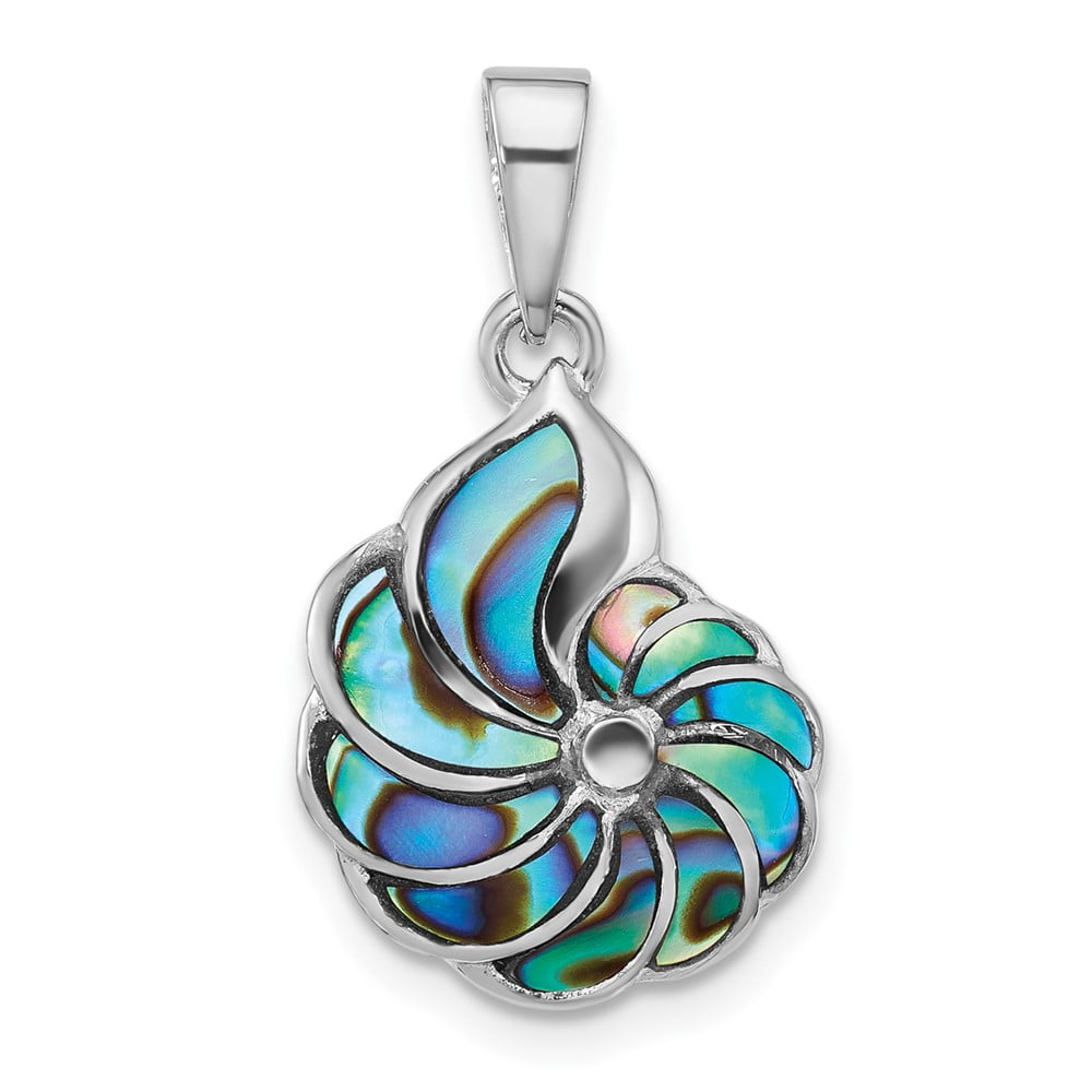 Sterling Silver Rhodium-plated Polished Abalone Swirl Shell Pendant ...