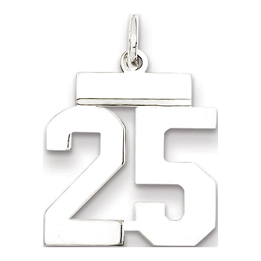 Sterling Silver/Rhodium-plated Polished Number 25 Charm QSS25 - Walmart.com