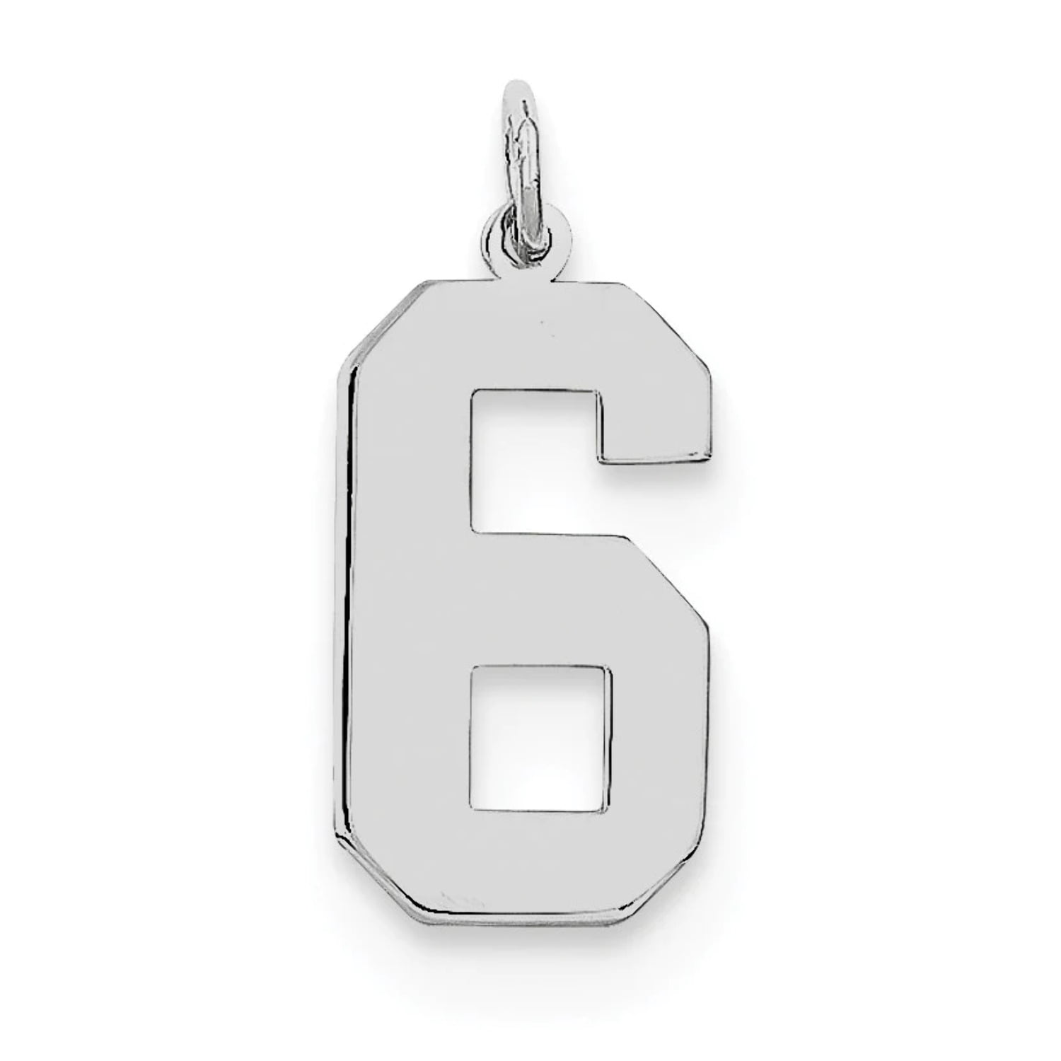 925 Sterling Silver Solid Large Polished Sport game Number 6 Charm ...