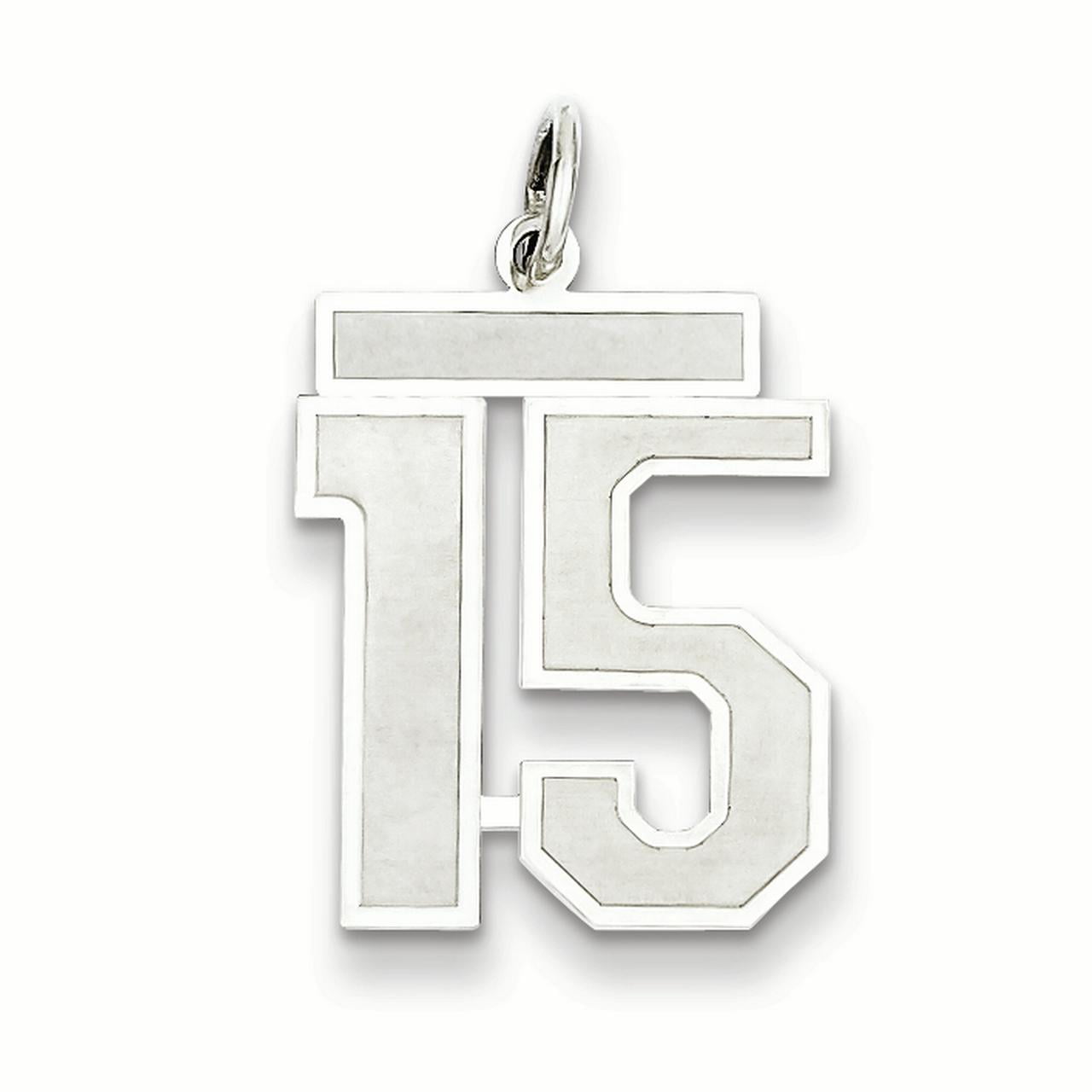 Sterling Silver/Rhodium-plated Satin Number 15 Charm QPM15 - Walmart.com