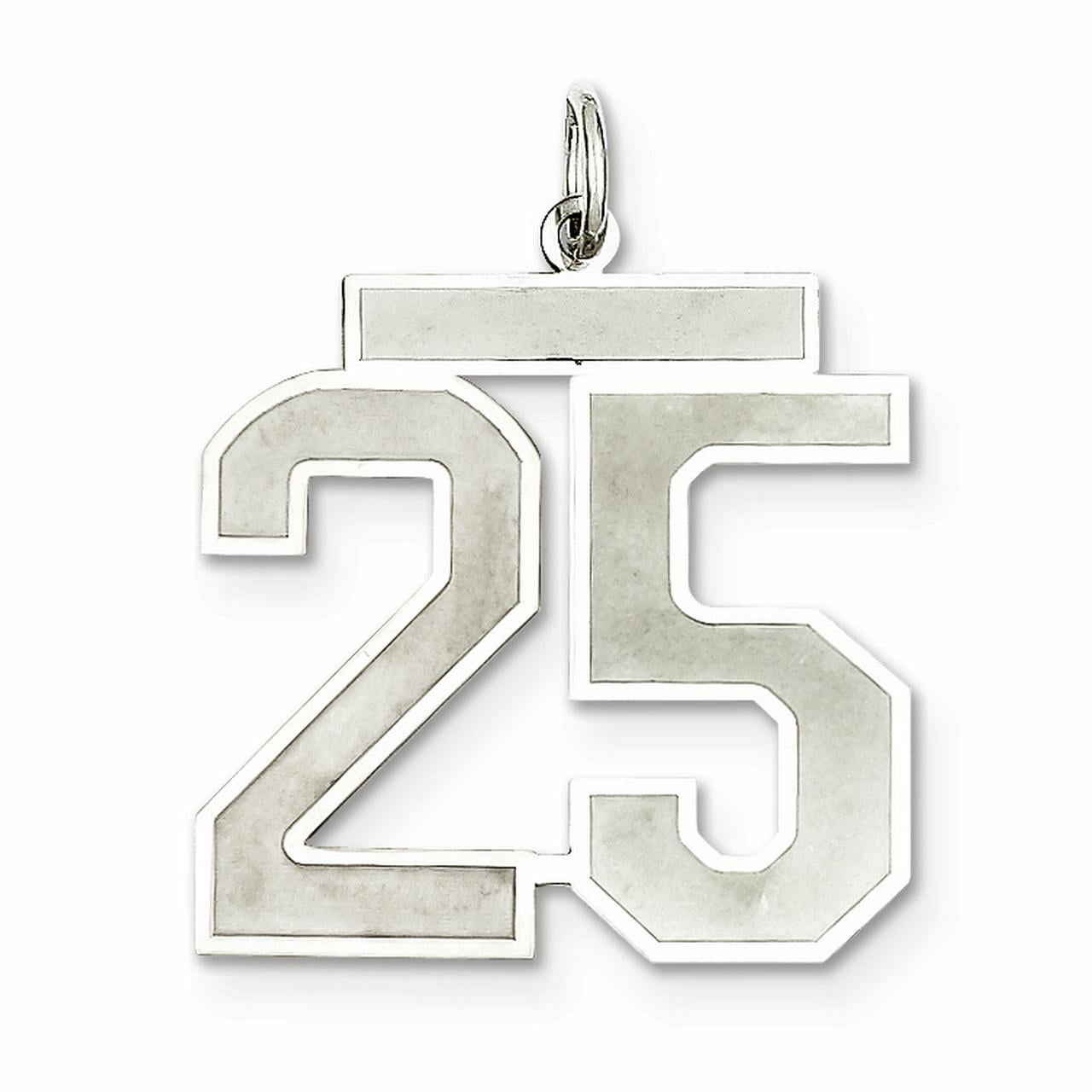 Sterling Silver/Rhodium-plated Satin Number 25 Charm QPP25 - Walmart.com