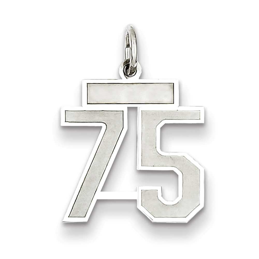 Sterling Silver/Rhodium-plated Satin Number 75 Charm Q-QPS75 - Walmart.com