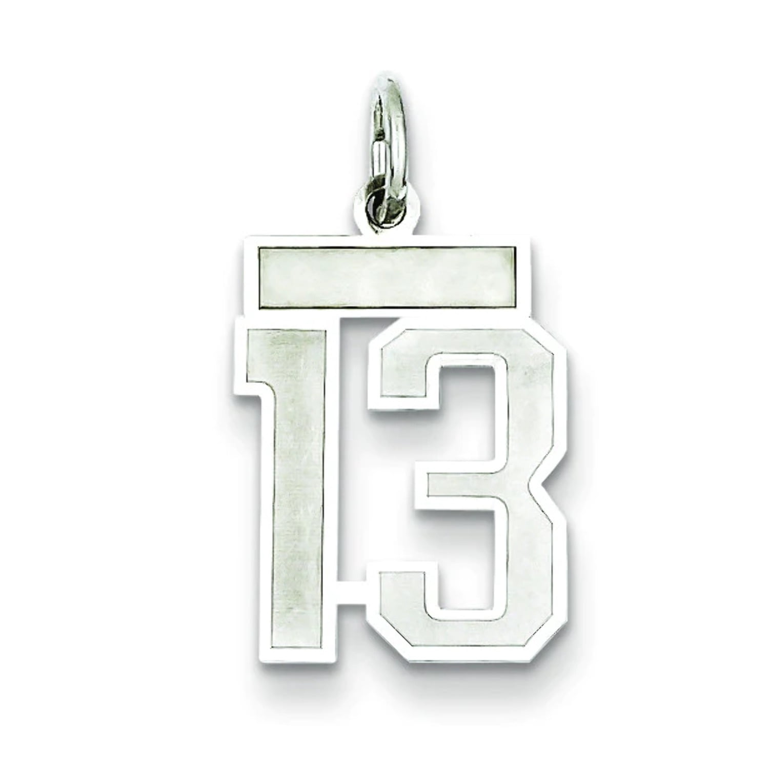 Sterling Silver Rhodium-plated Small Satin Number 13 Charm - Walmart.com