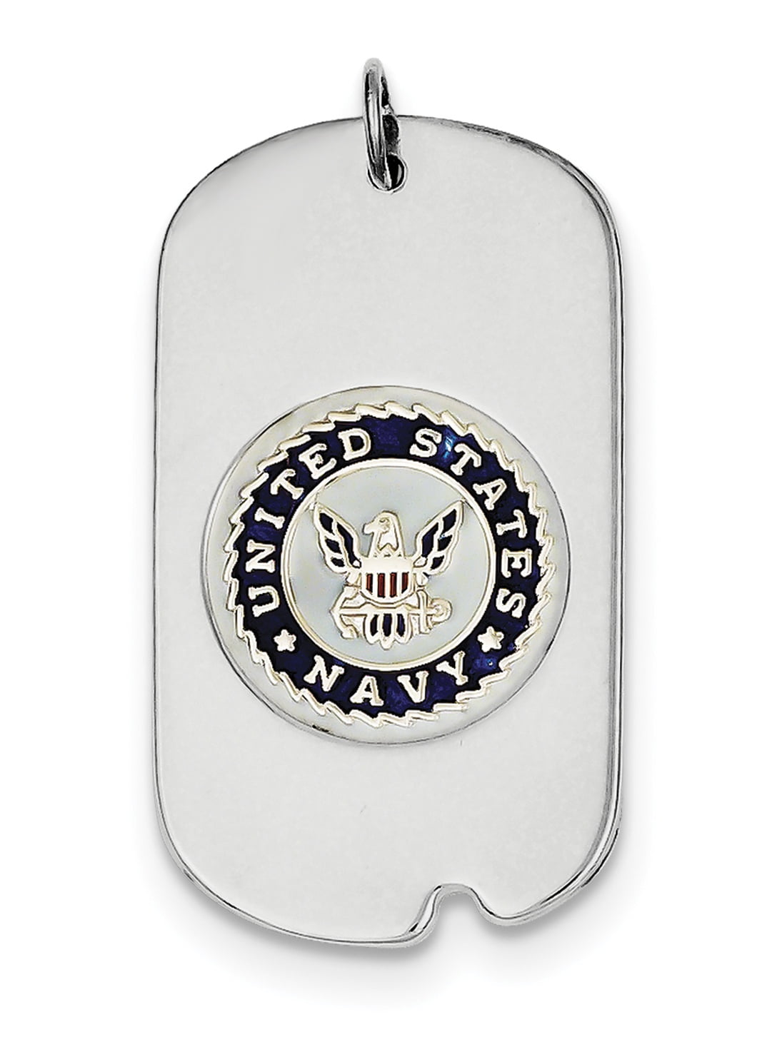 Sterling Silver Rhodium-plated US Navy Dog Tag - Walmart.com