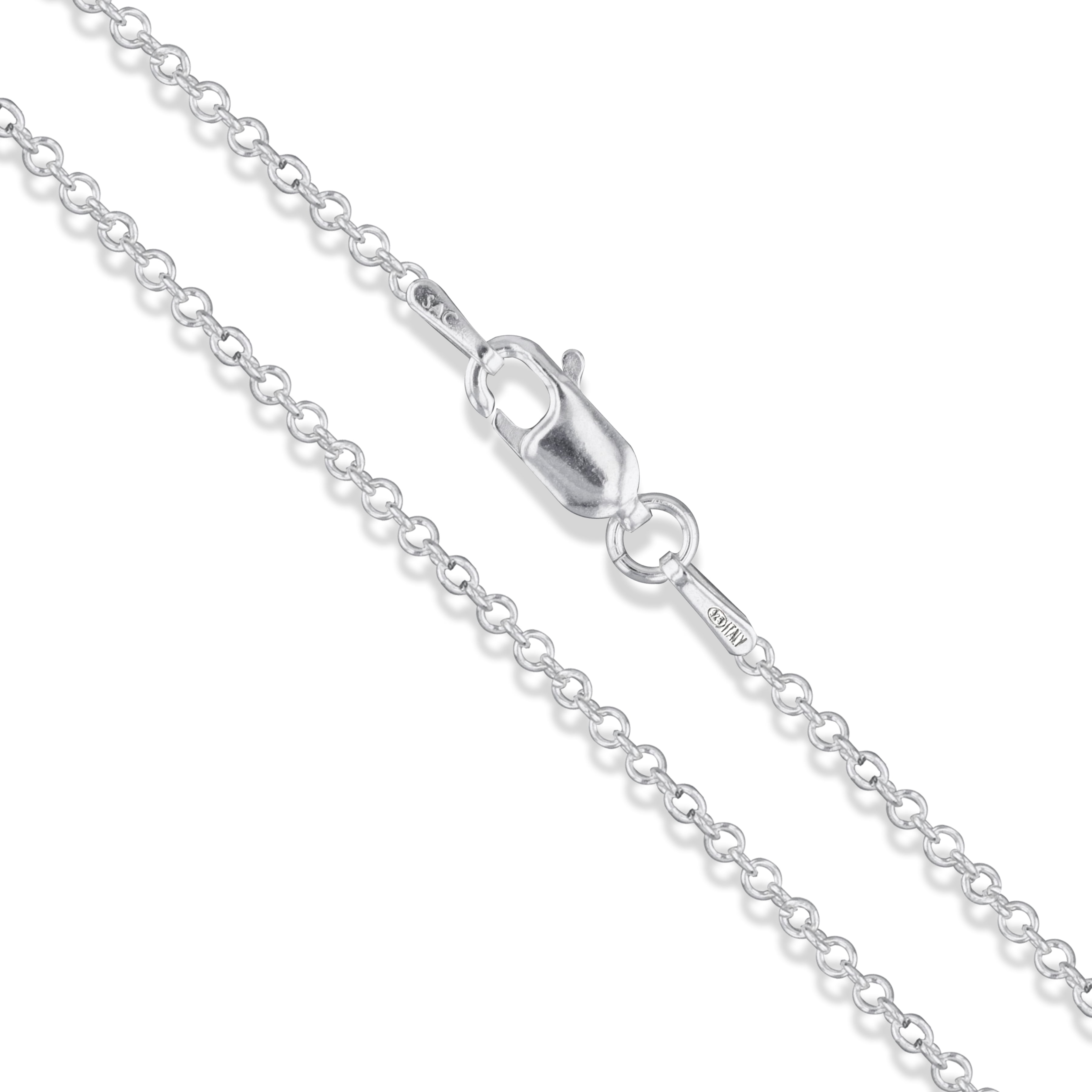 Sterling Silver Rolo Chain 2.1mm Solid 925 Italian Round Cable Link ...