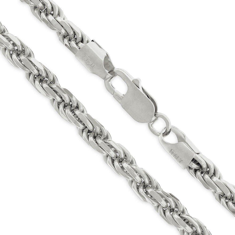 Sterling Silver Rope Chain 5.5MM, Rhodium Plated, Solid 925 Italy, Next ...