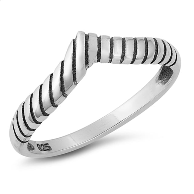 Sterling Silver Rope V Shape Ring Size 9 - Walmart Business Supplies