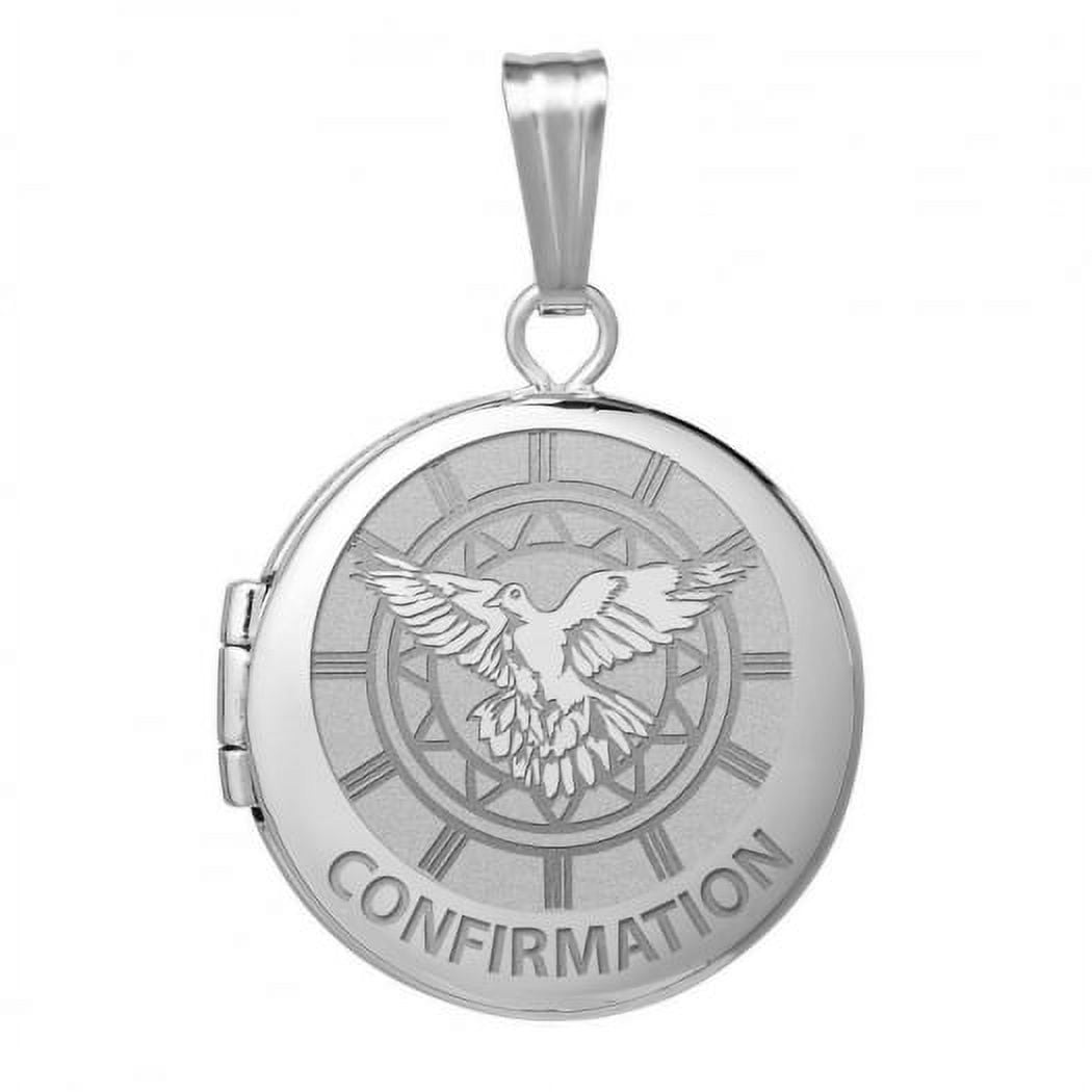 Sterling Silver Round Picture Confirmation "Holy Spirit" Locket - 3/4 ...
