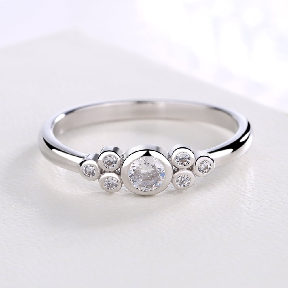 Sterling Silver Round Ring With Crystals from Swarovski - Walmart.com