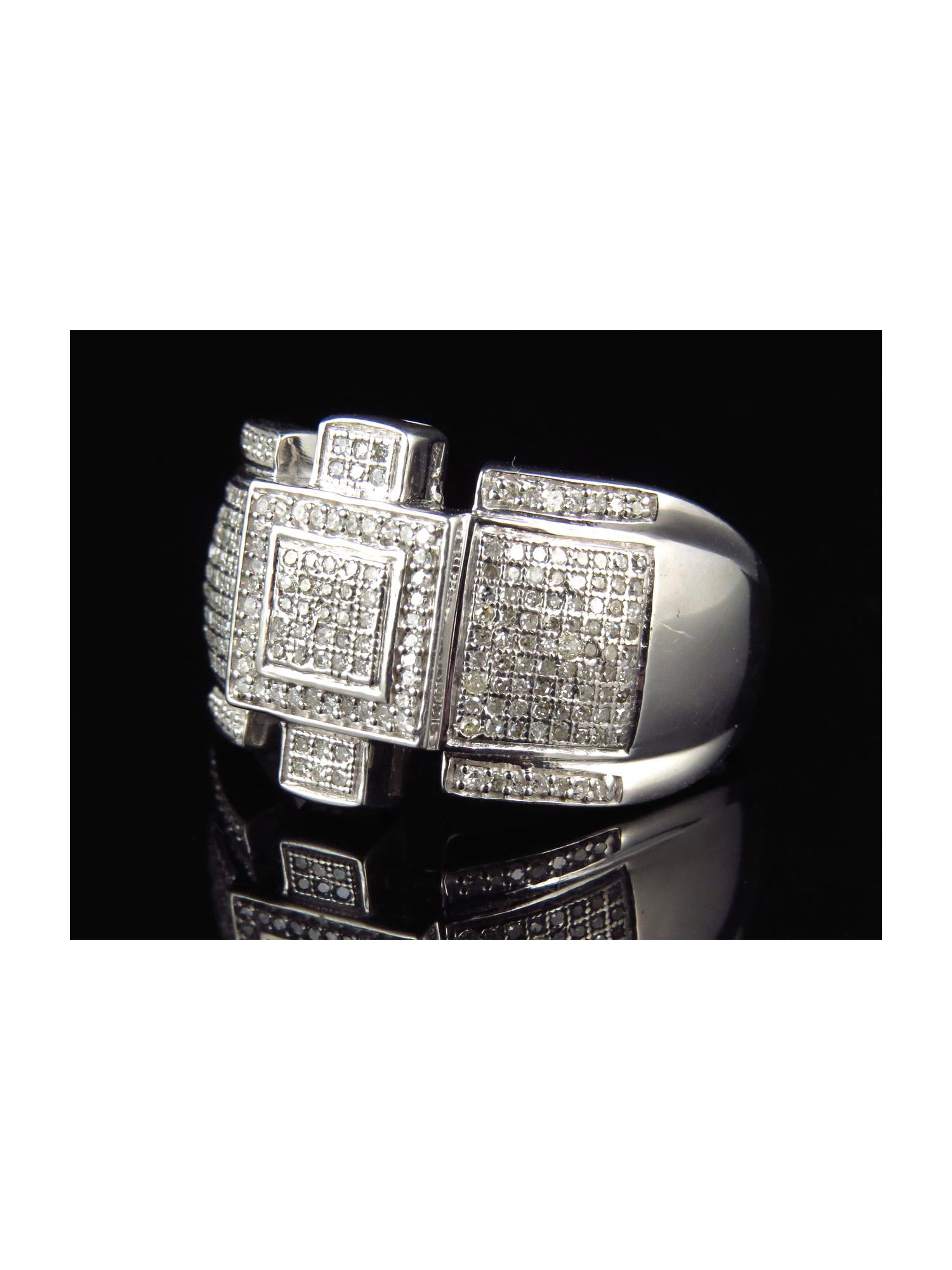 Sterling Silver Royal Style Genuine Diamond Mens Ring In White Gold ...
