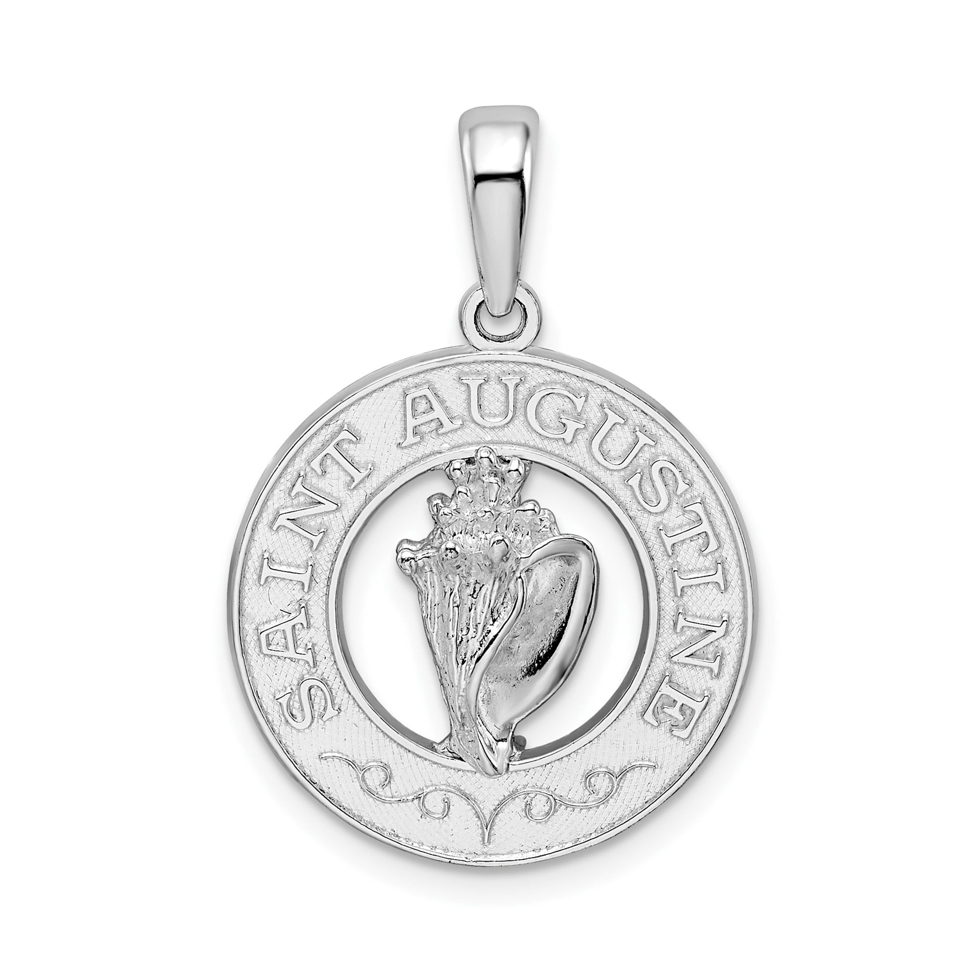 Sterling Silver Saint Augustine Pendant Necklace with Shell and Floral ...
