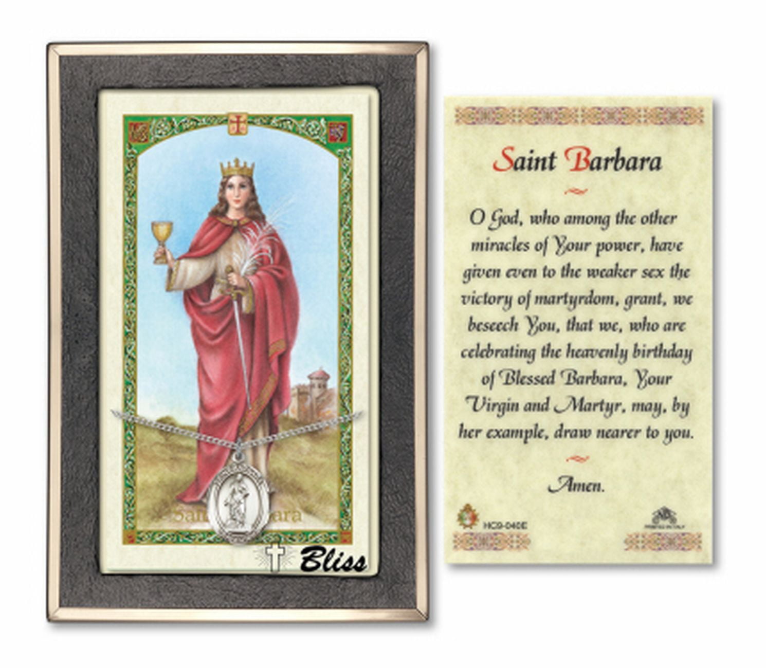Sterling Silver Saint Barbara Medal on a 18 inch Lite Curb Chain with a ...