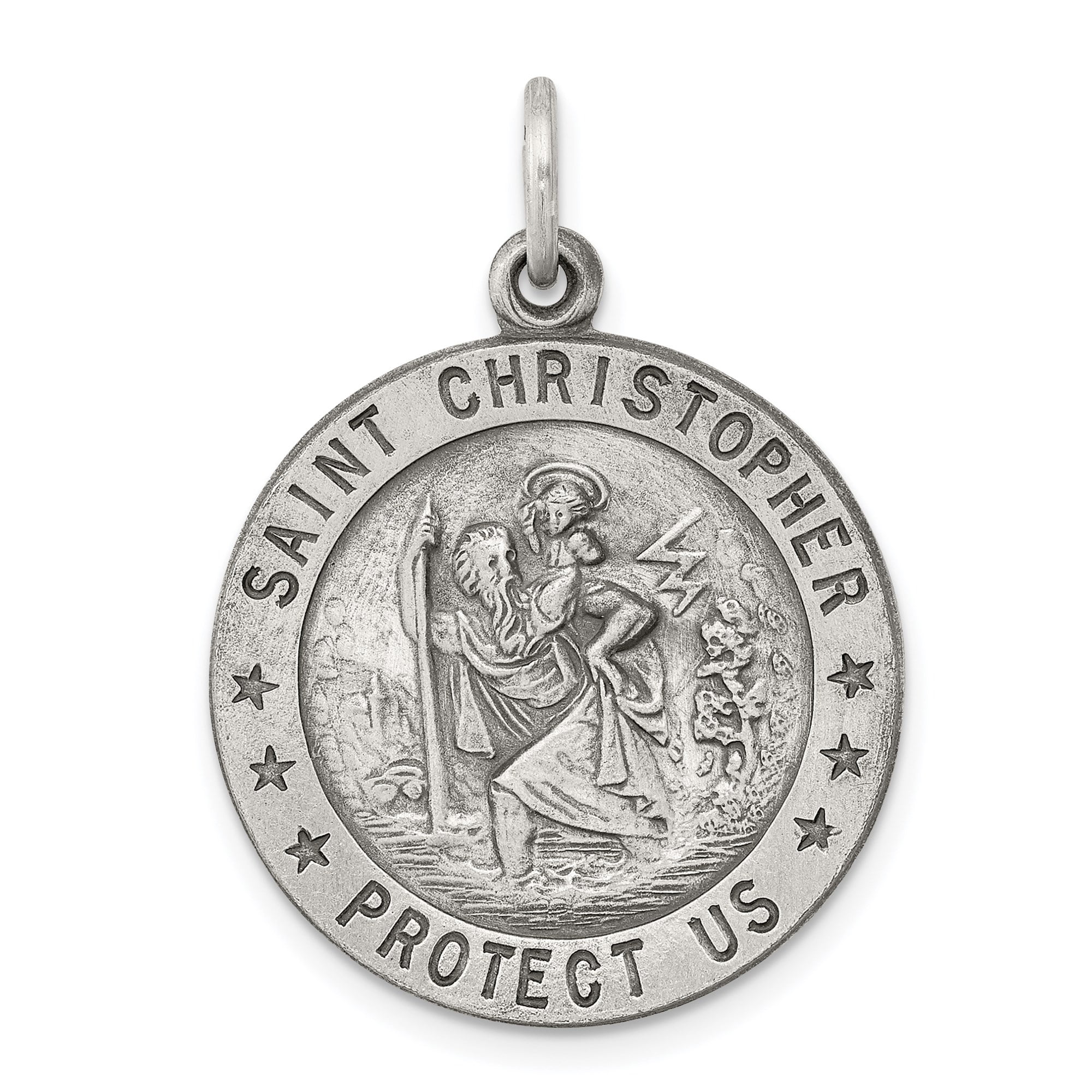 Sterling Silver Saint Christopher Medal Necklace for Protection Travel ...