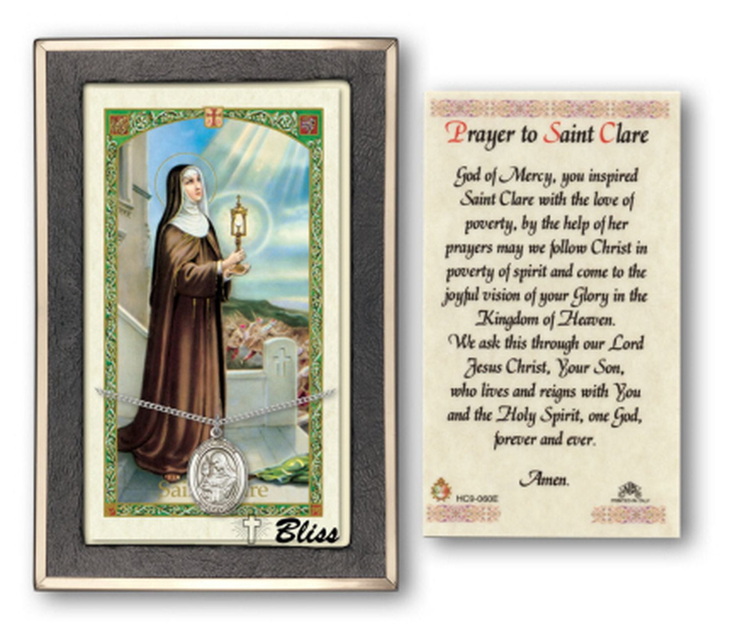 Sterling Silver Saint Clare of Assisi Medal on a 18 inch Lite Curb ...