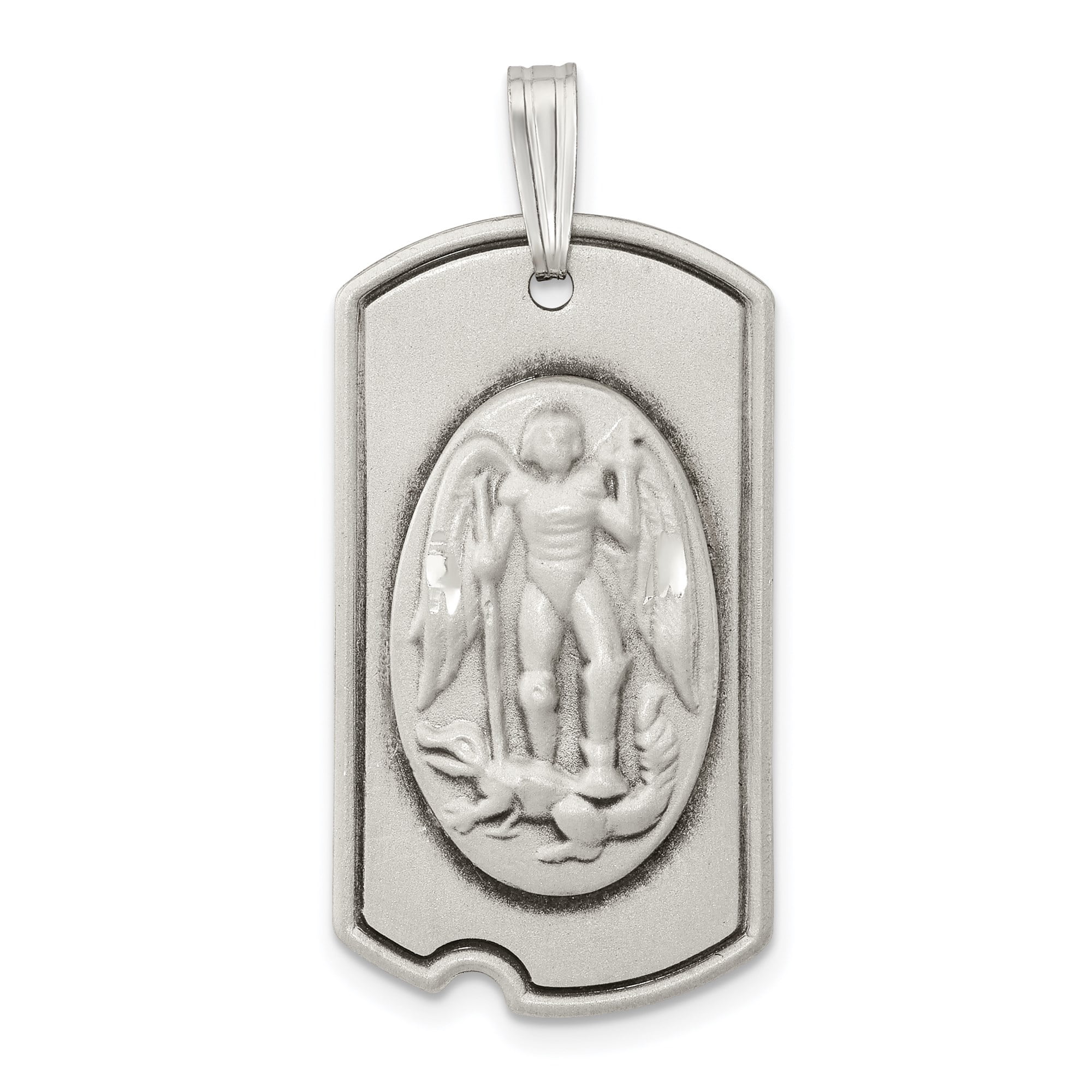 Sterling Silver Saint Michael Dog Tag Pendant Necklace for Men ...