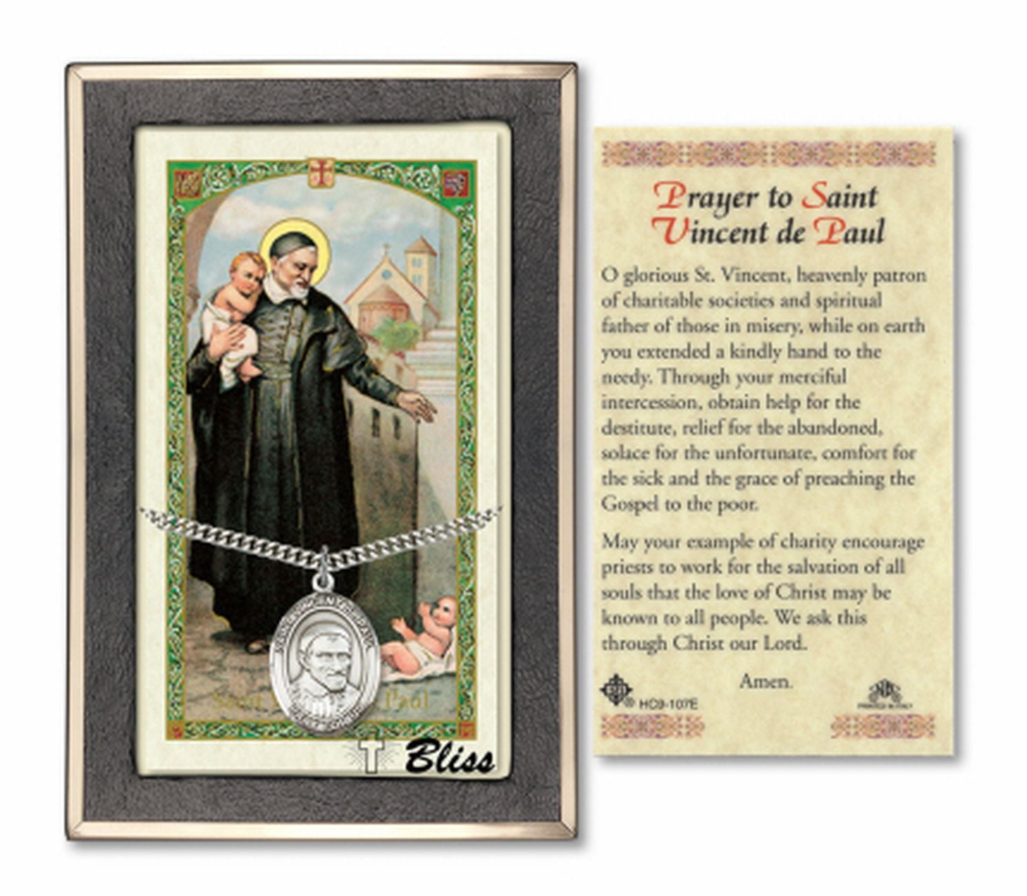 Sterling Silver Saint Vincent de Paul Medal on a 24 inch Heavy Curb ...