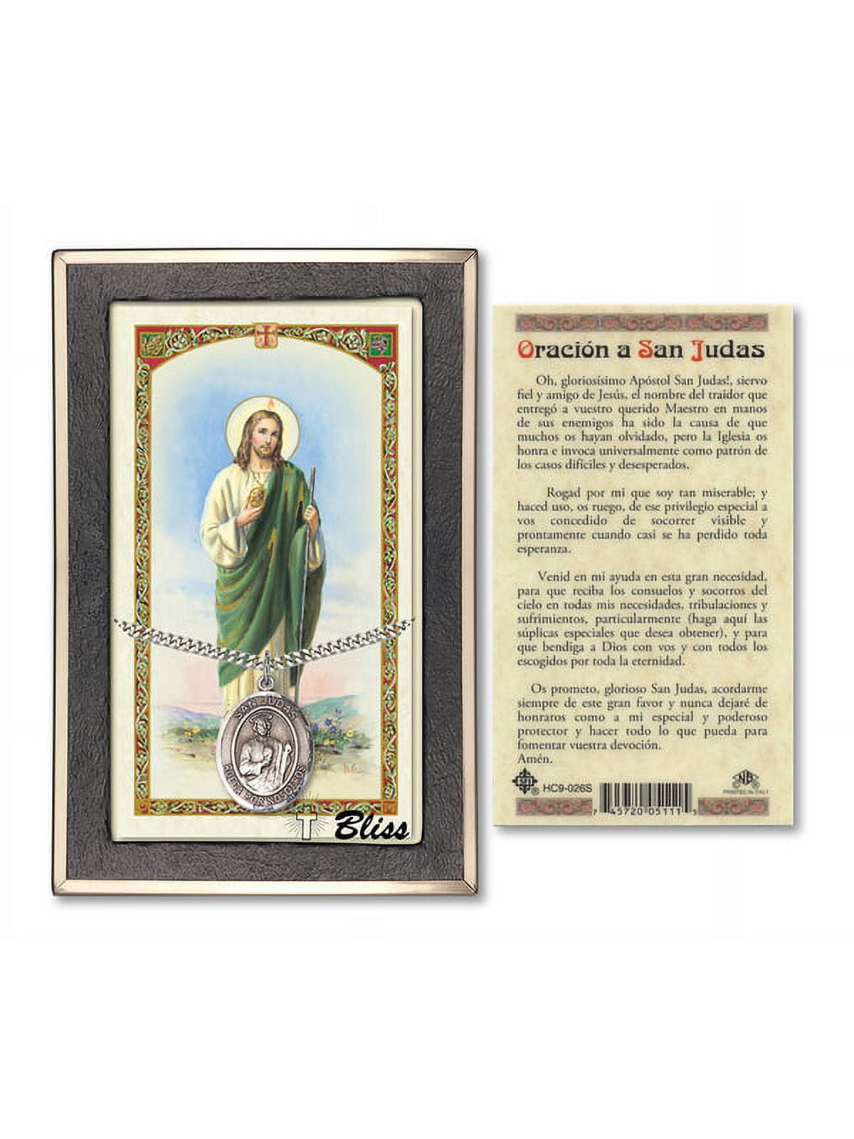 Sterling Silver San Judas on a 24 inch Curb Chain with a Prayer to St ...