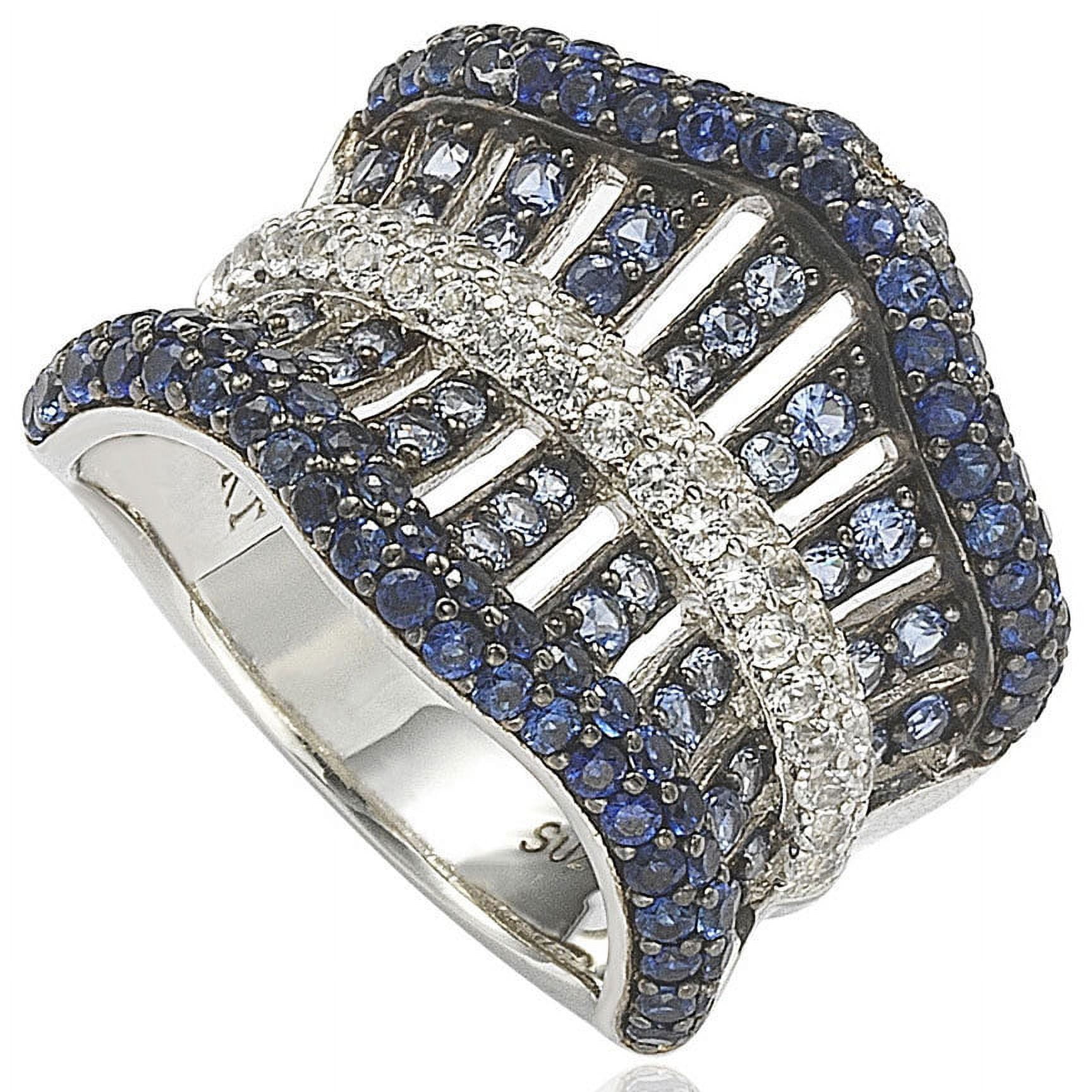 Sterling Silver Sapphire and 6 CTtw Diamond Gladiator Ring - Walmart.com