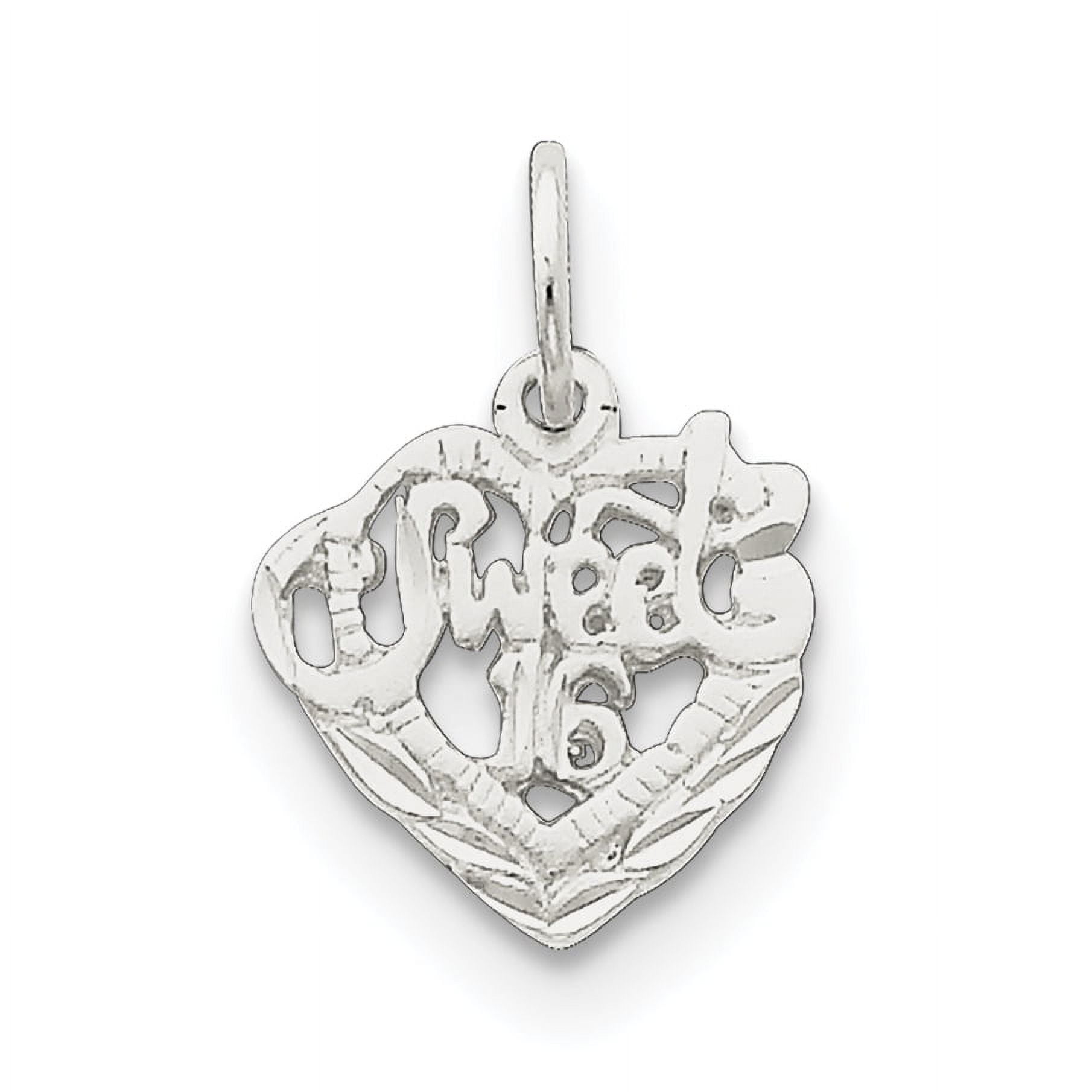 925 Sterling Silver Solid Satin Sweet 16 Charm Pendant Necklace ...