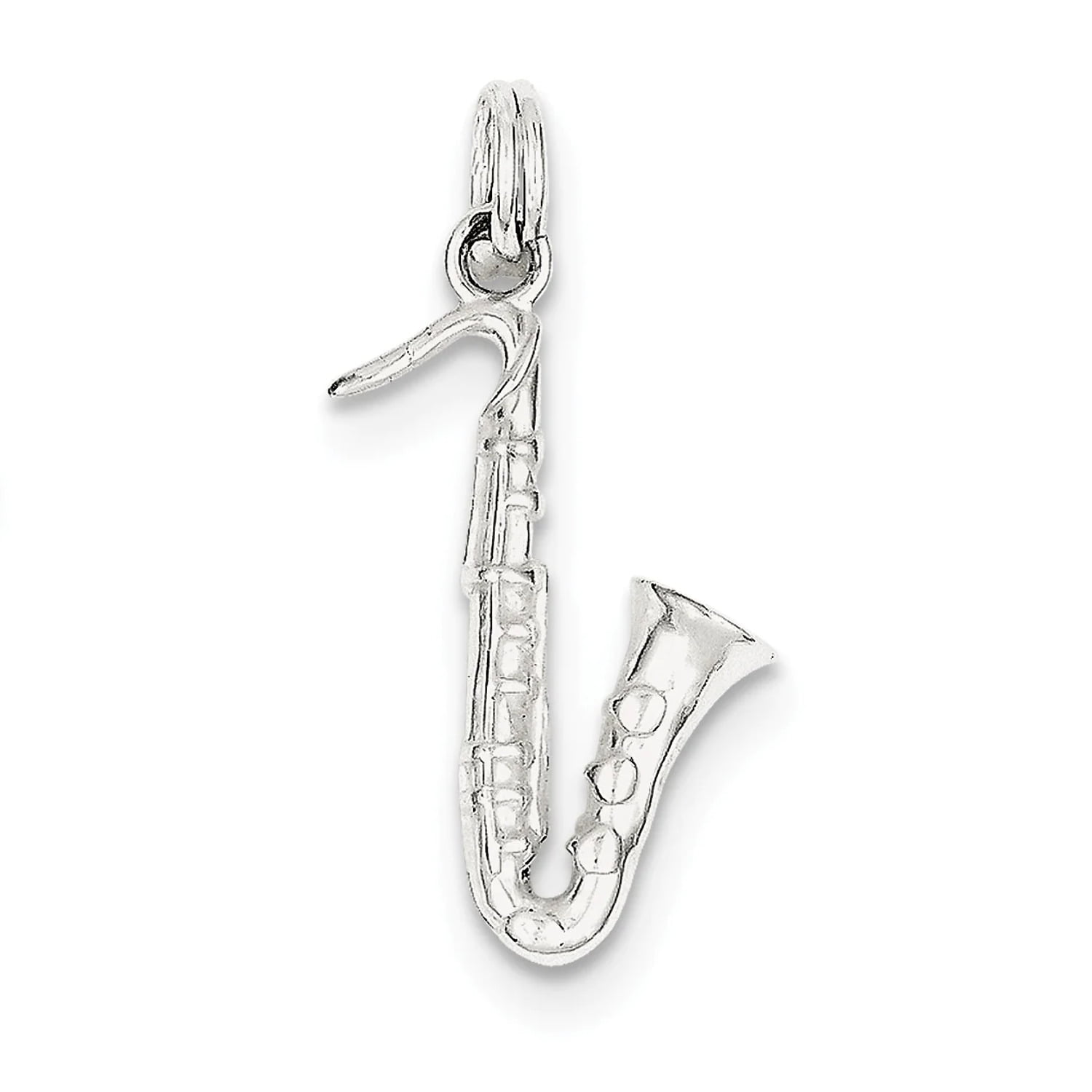 925 Sterling Silver Polished Saxaphone Charm Pendant Necklace 25x13mm ...