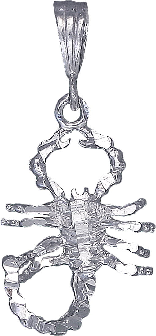 Sterling Silver Scorpion Charm Pendant Necklace with Diamond Cut Finish ...