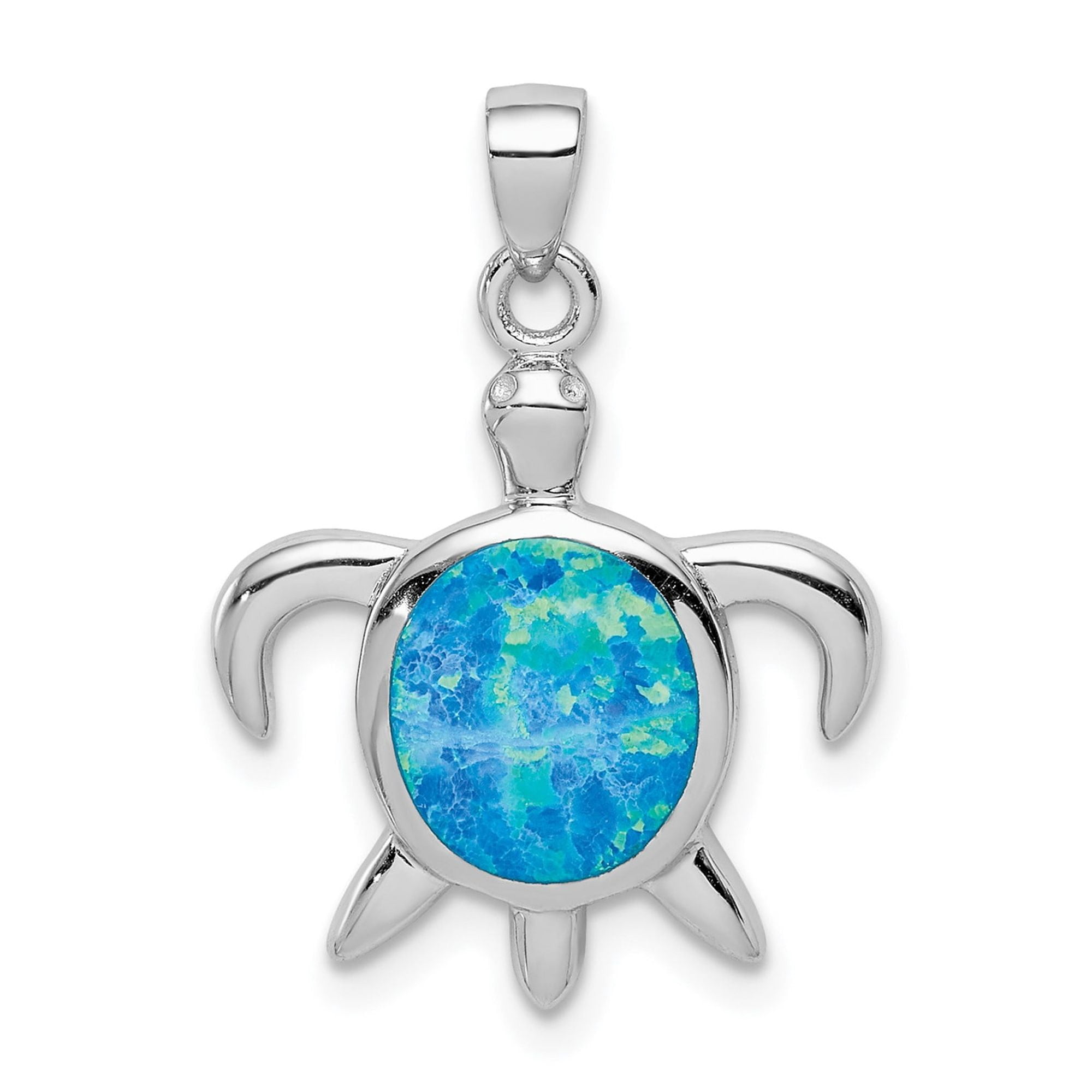 Sterling Silver Sea Turtle Necklace with Blue Opal Inlay, Ocean ...