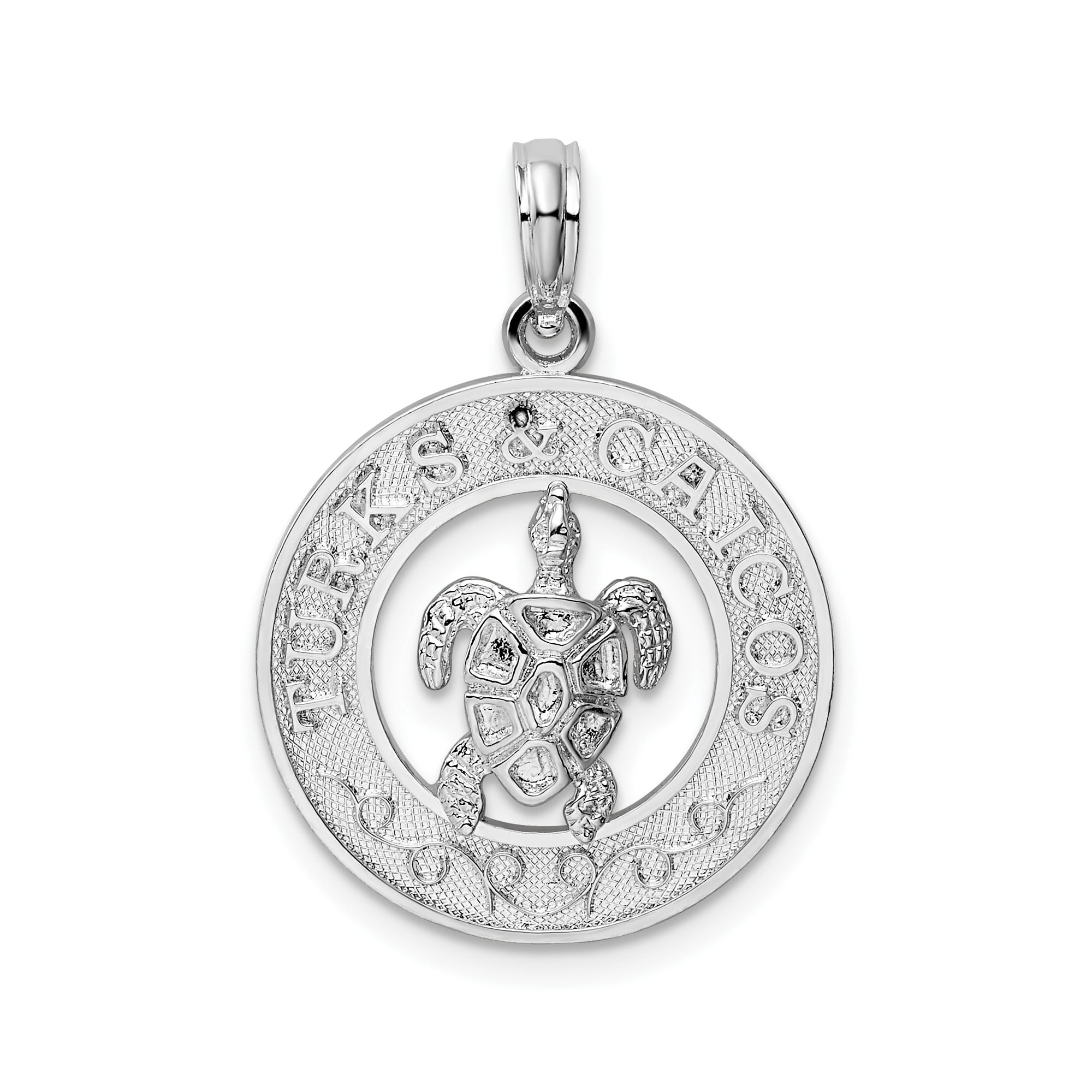 Sterling Silver Sea Turtle Pendant Necklace with Turks and Caicos ...