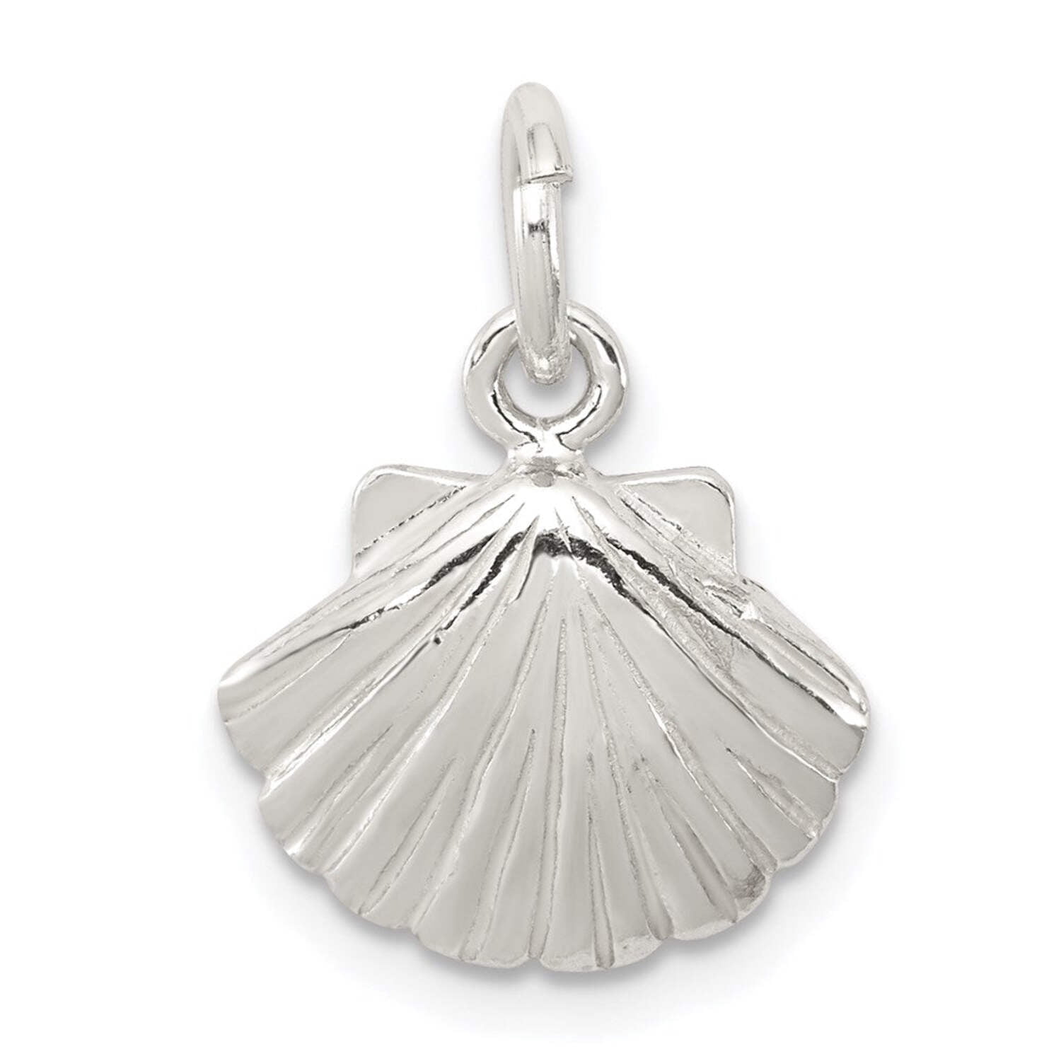 925 Sterling Silver Solid Polished Shell Charm 15x13mm Wide Pendant ...