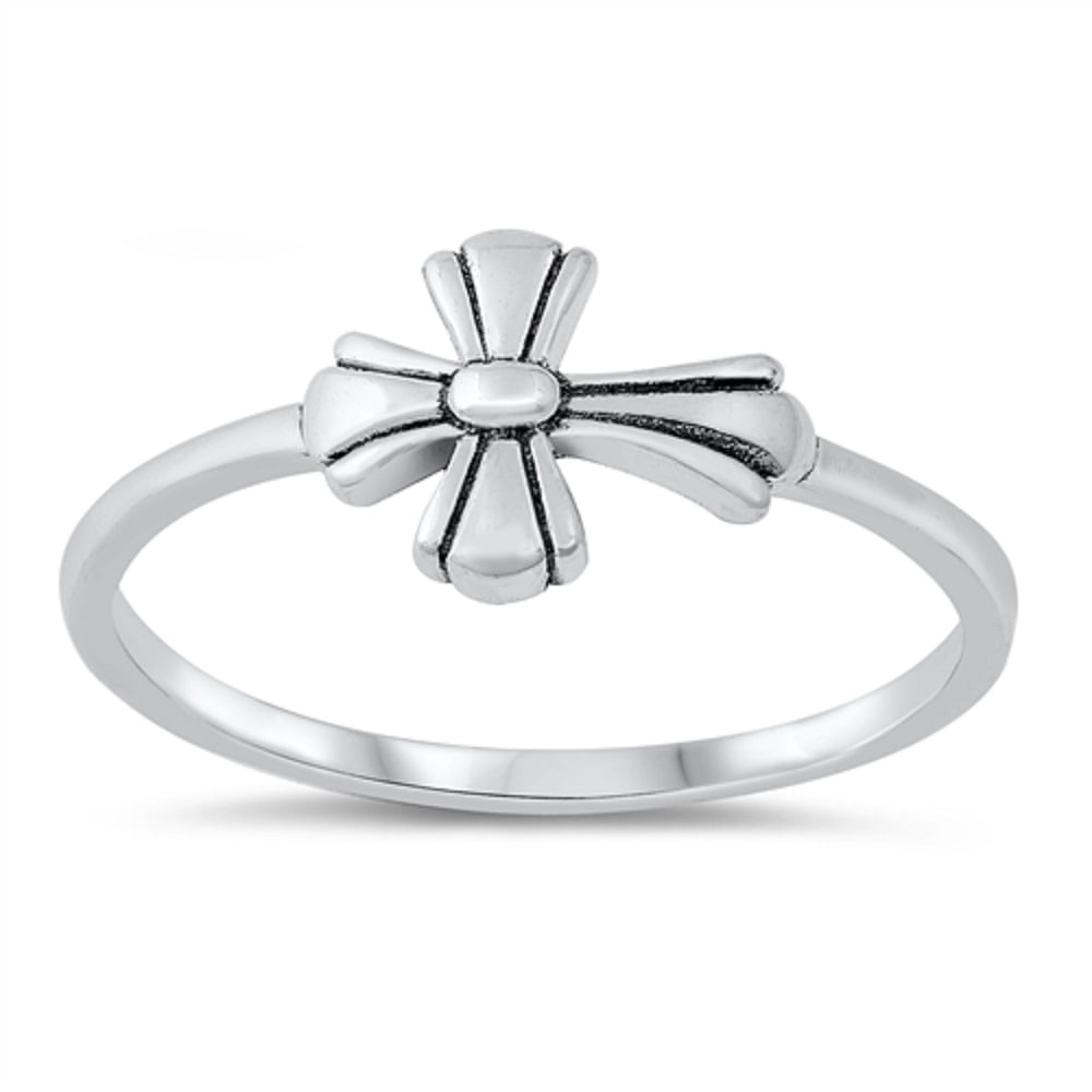 Sterling Silver Sideway Catholic Cross Ring Size 6 - Walmart.com