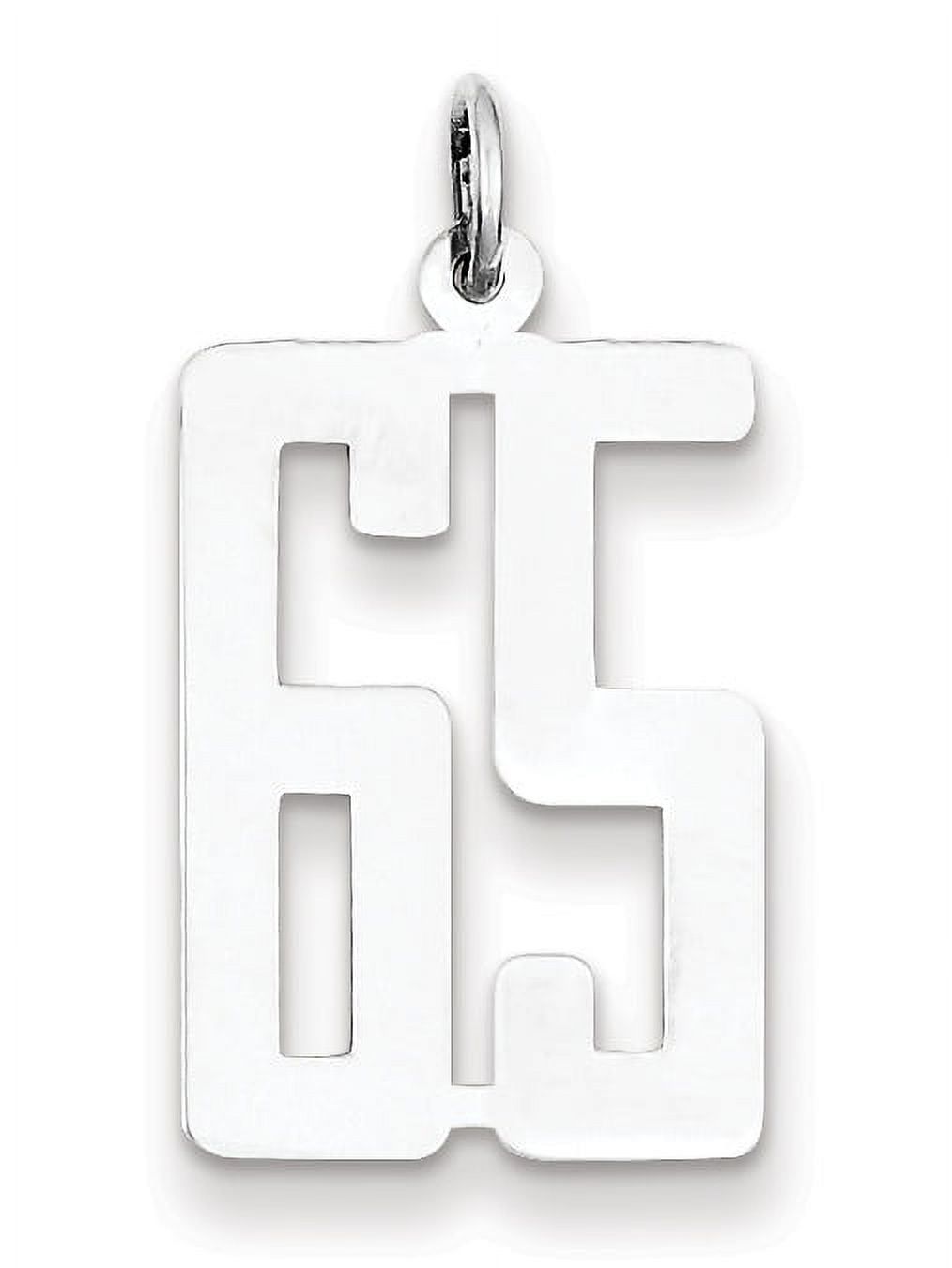 Sterling Silver Silver/Rhodium-Plated Elongated Number 65 Charm (20 X 8 ...