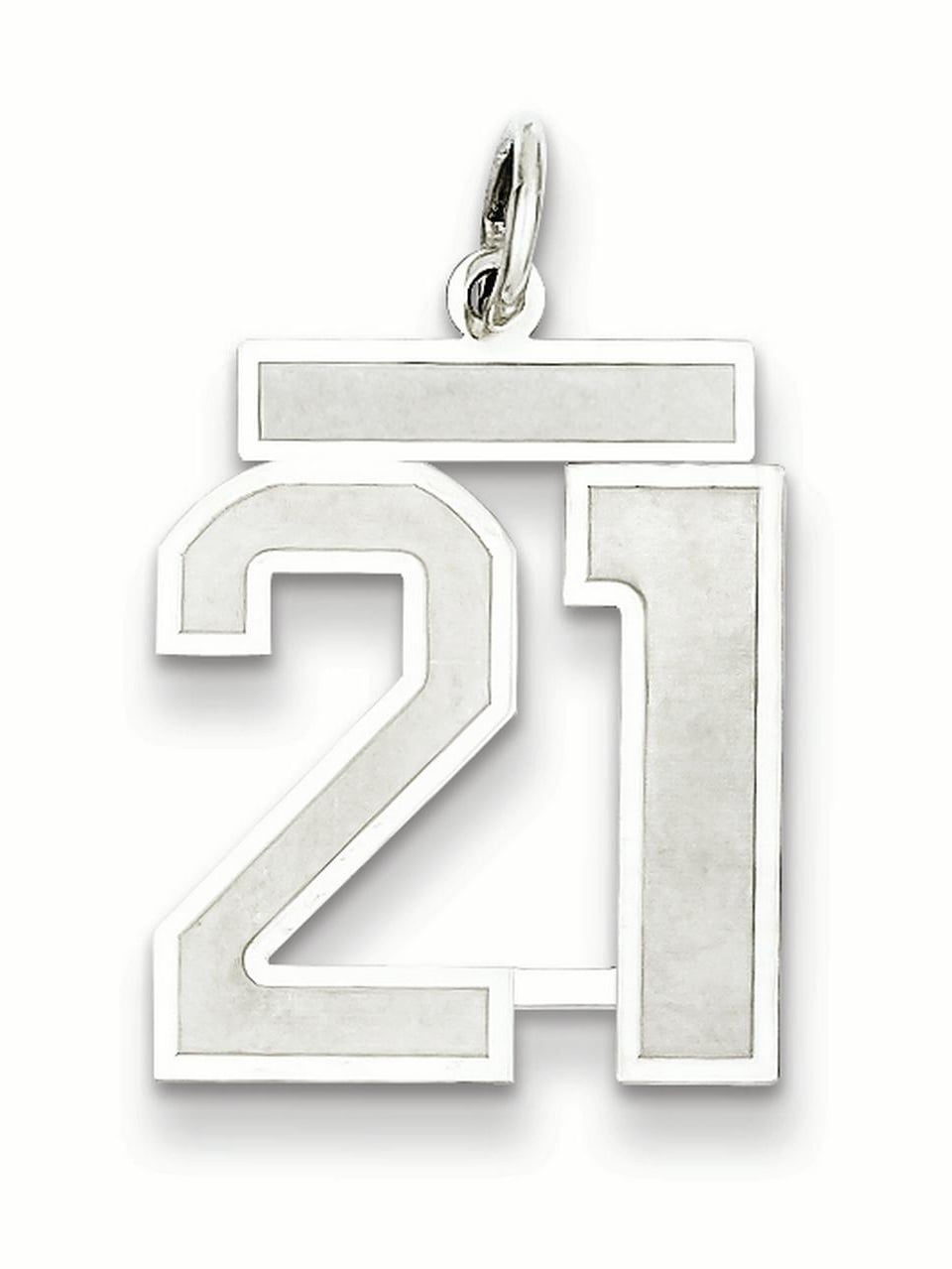Sterling Silver Silver/Rhodium-Plated Satin Number 21 Charm (22 X 18 ...