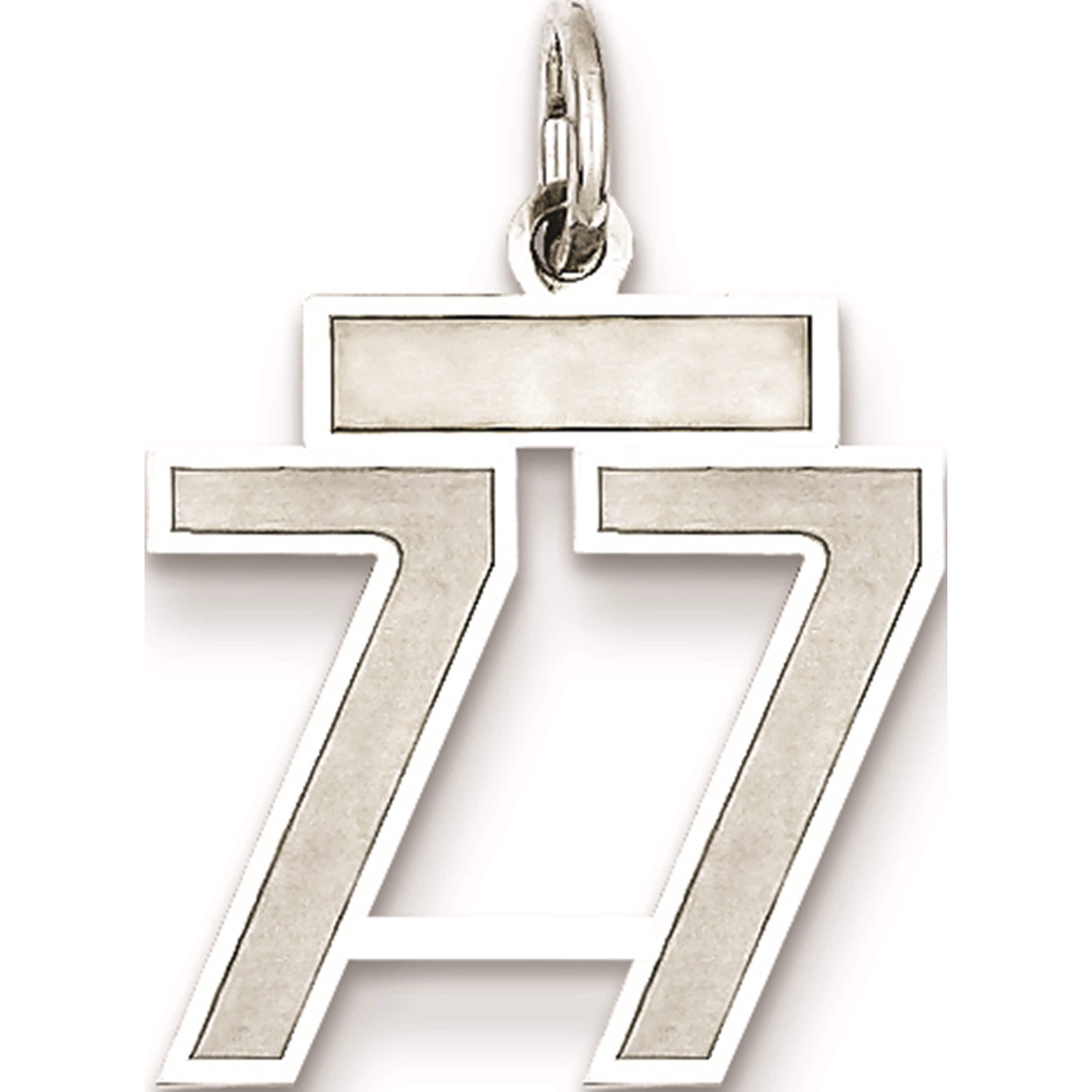 Sterling Silver Silver/Rhodium-Plated Satin Number 77 Charm (19 X 14 ...