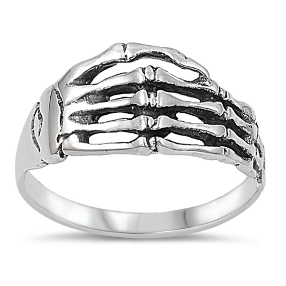 Sterling Silver Skeleton Hand Ring Artistic Custom Band Solid 925 ...