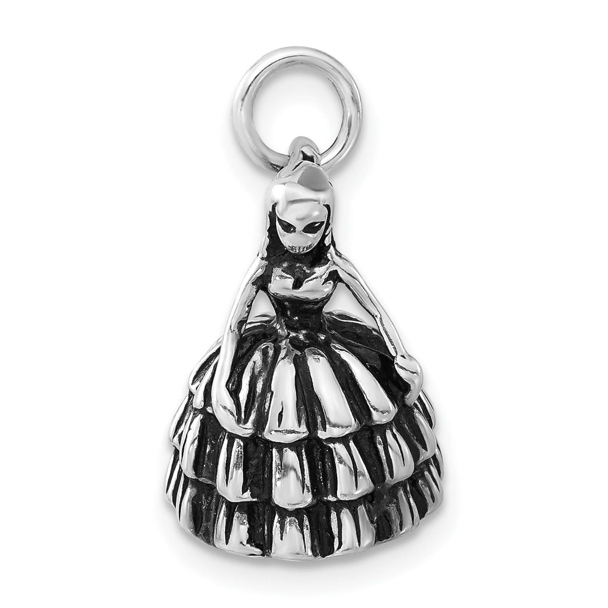 Sterling Silver Skeleton Pendant with Layered Dress, Catrina Charm for ...