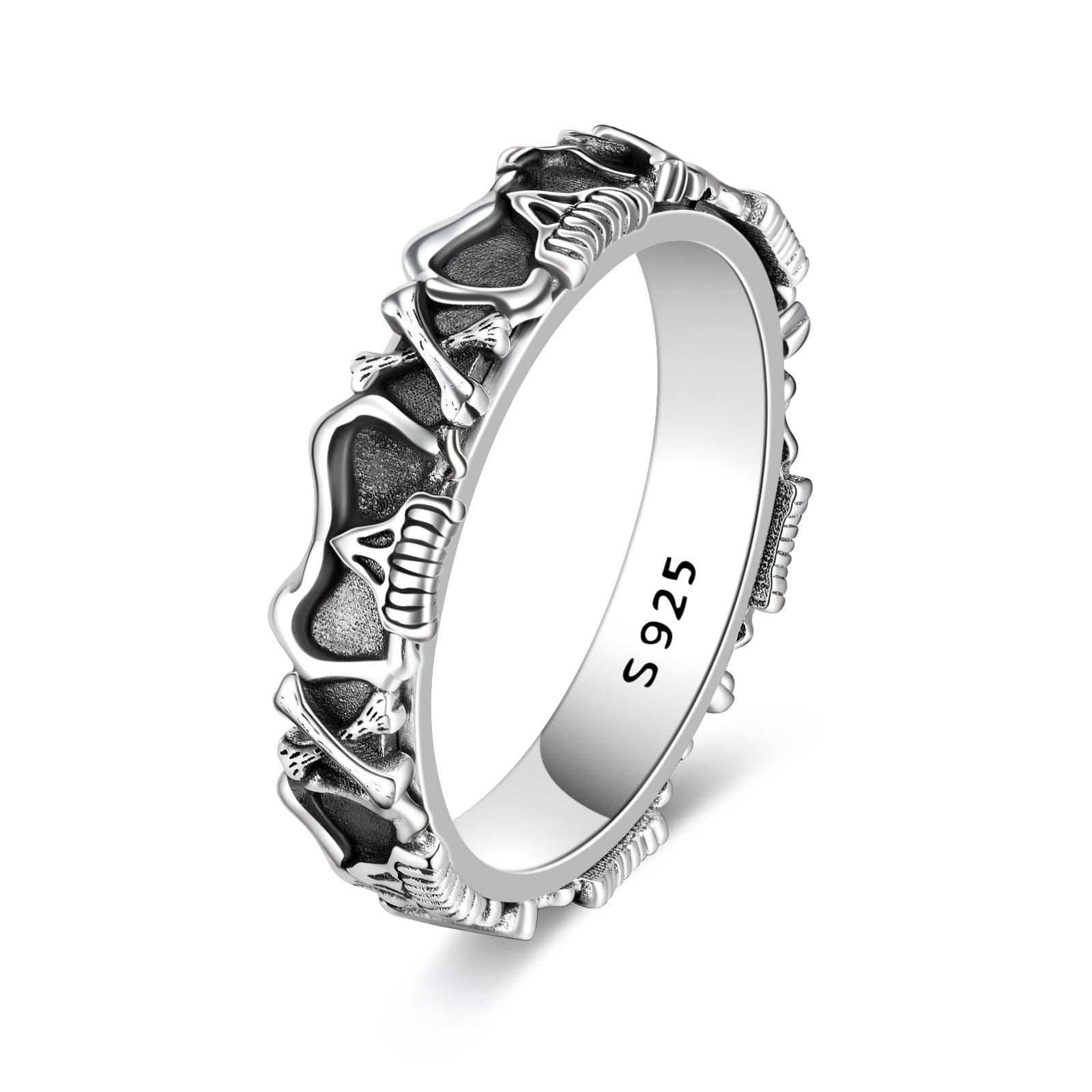 Sterling Silver Skull Anxiety Spinner Rings Fidget Ring Cool Gothic ...