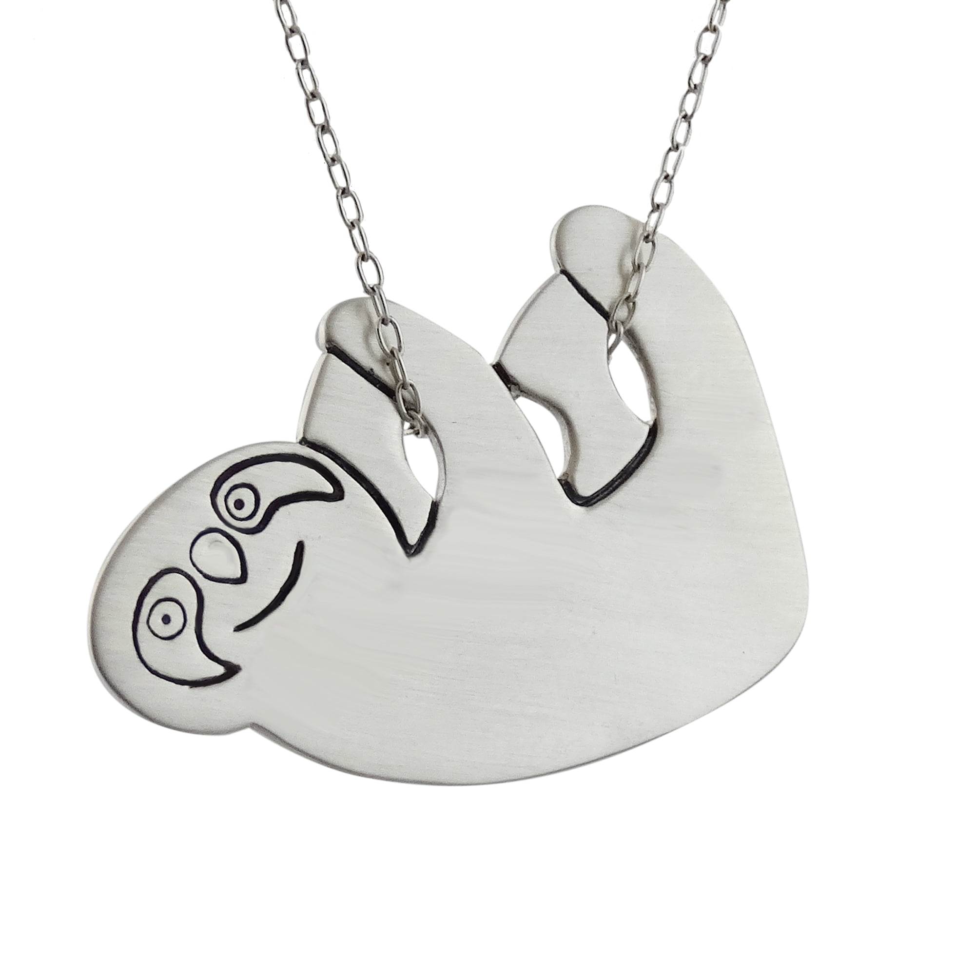 Sterling Silver Sloth Animal Necklace, 18" Chain, Slider - Walmart.com