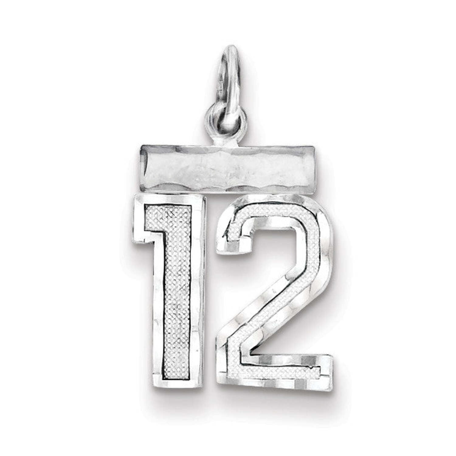 925 Sterling Silver Small Sport game Number 12 Charm Pendant Necklace ...