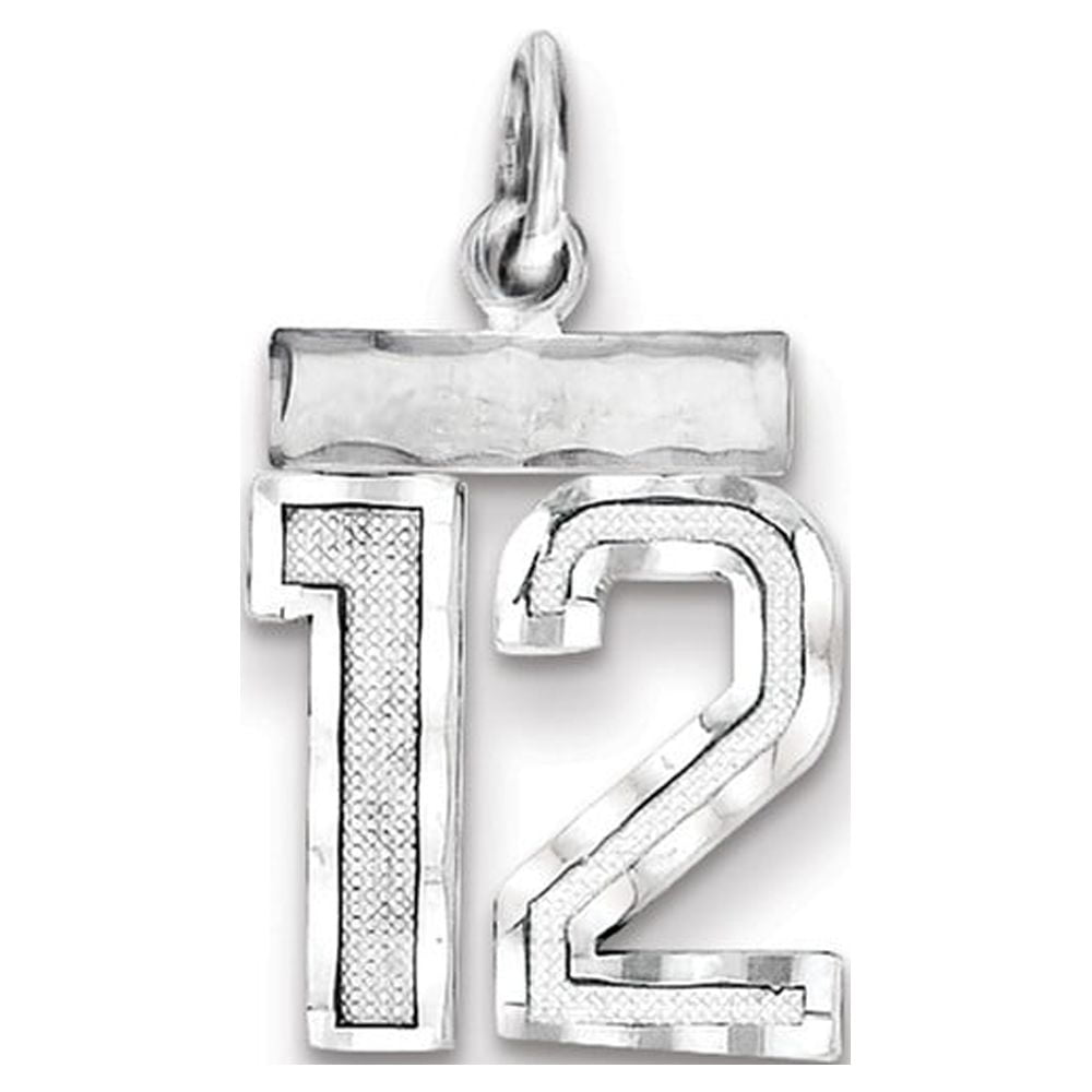 Sterling Silver Small Number 12 Charm - 1.0 Grams - Measures 20x14mm ...