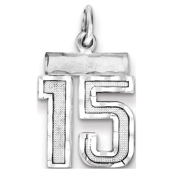 Sterling Silver Small Number 15 Charm - 1.0 Grams - Measures 20x14mm ...