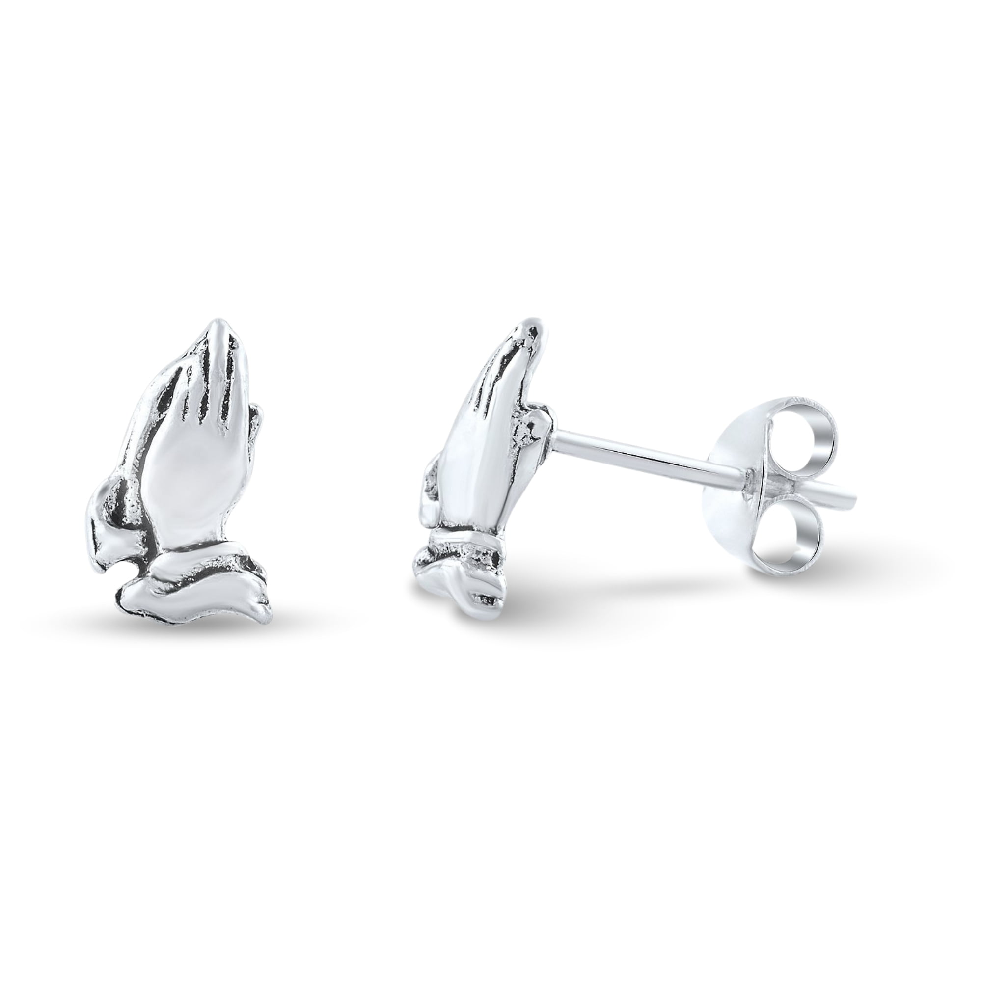 SilverCloseOut Praying Hands Silver Earrings, Sterling Silver, Gift Box ...