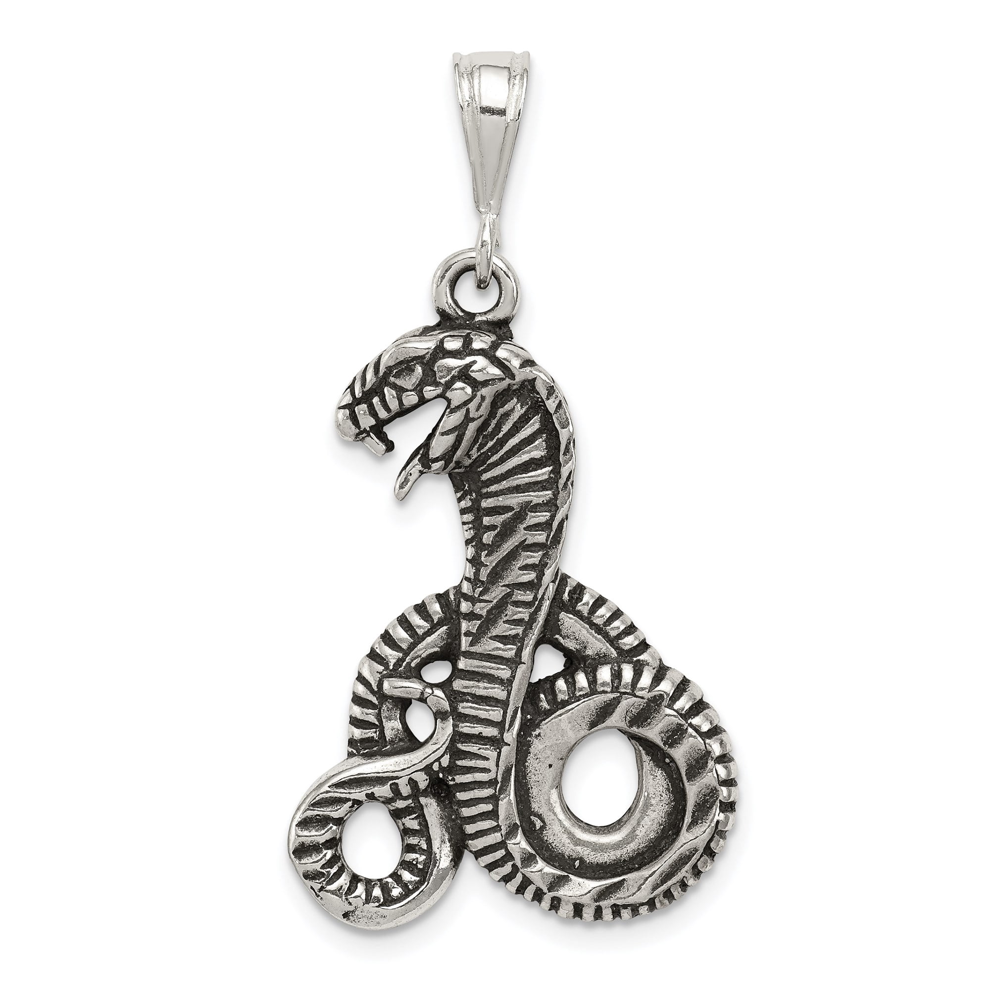Sterling Silver Snake Pendant Necklace with Coiled Serpent Design for ...
